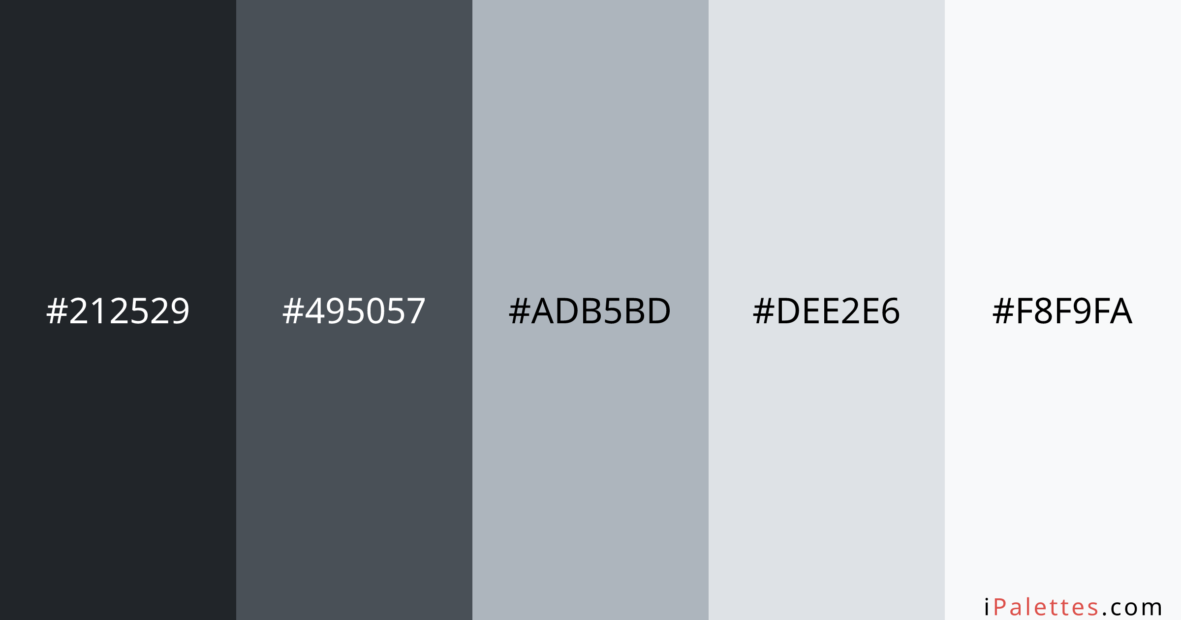 Tester Color Palette and colors #212529 #495057 #ADB5BD #DEE2E6 #F8F9FA ...