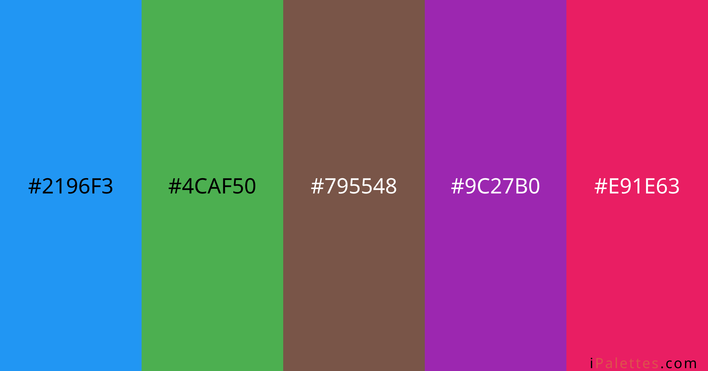 公众号科技 Color Palette and colors #2196f3 #4caf50 #795548 #9c27b0 #e91e63 ...