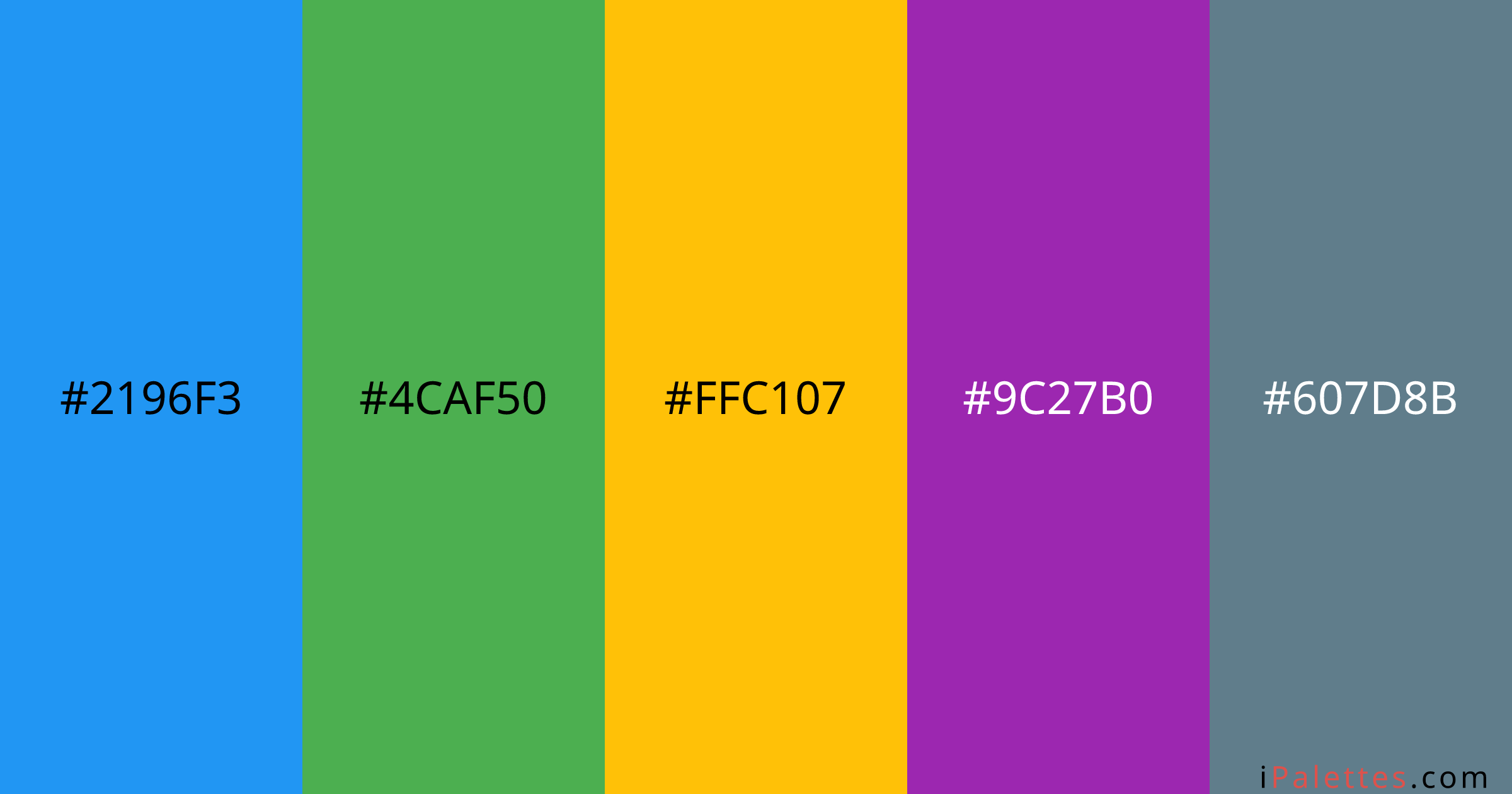 Ai Color Palette and colors #2196f3 #4caf50 #ffc107 #9c27b0 #607d8b ...