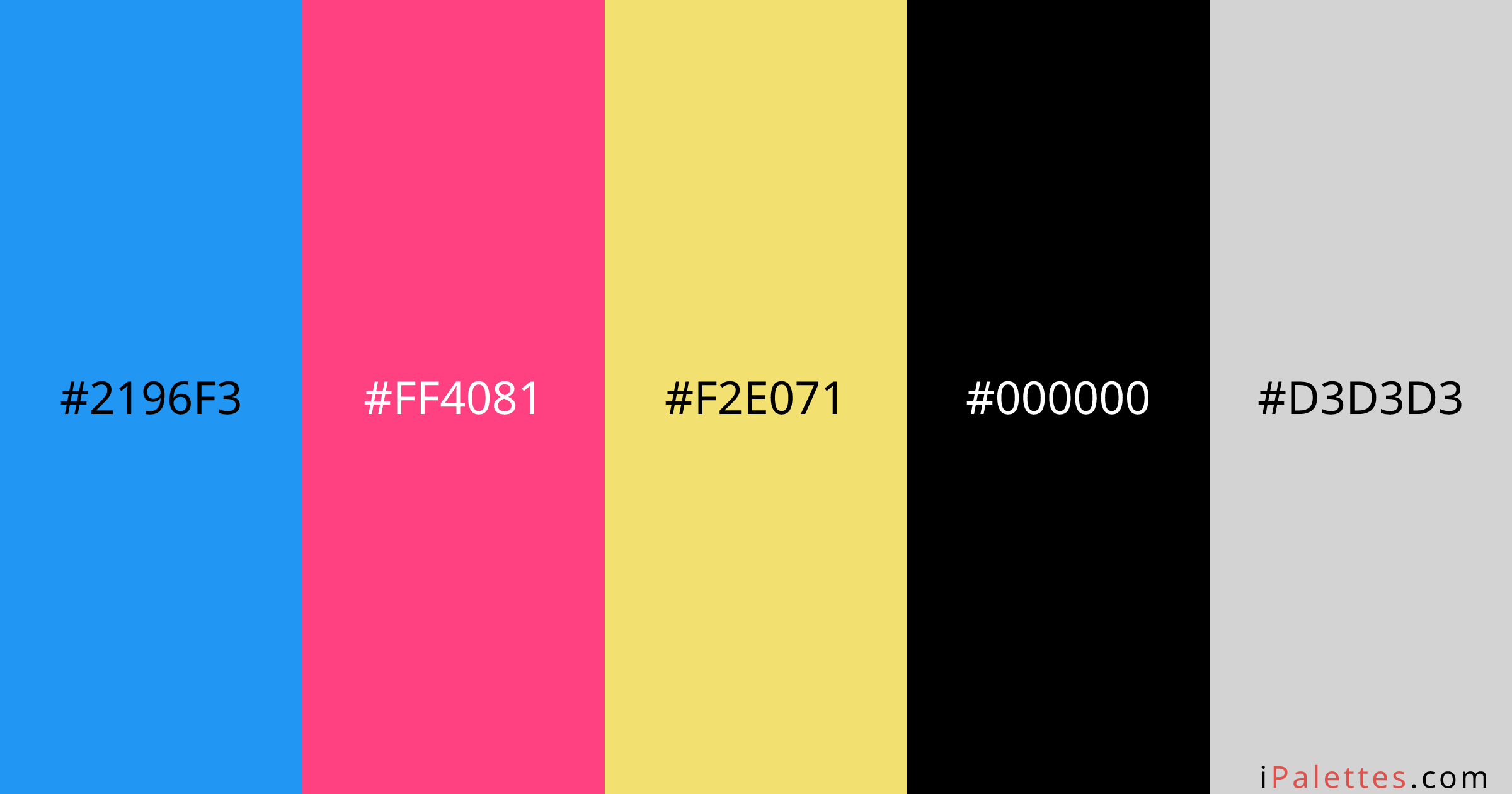 Roger Smith Color Palette and colors #2196f3 #ff4081 #f2e071 #000000 # ...