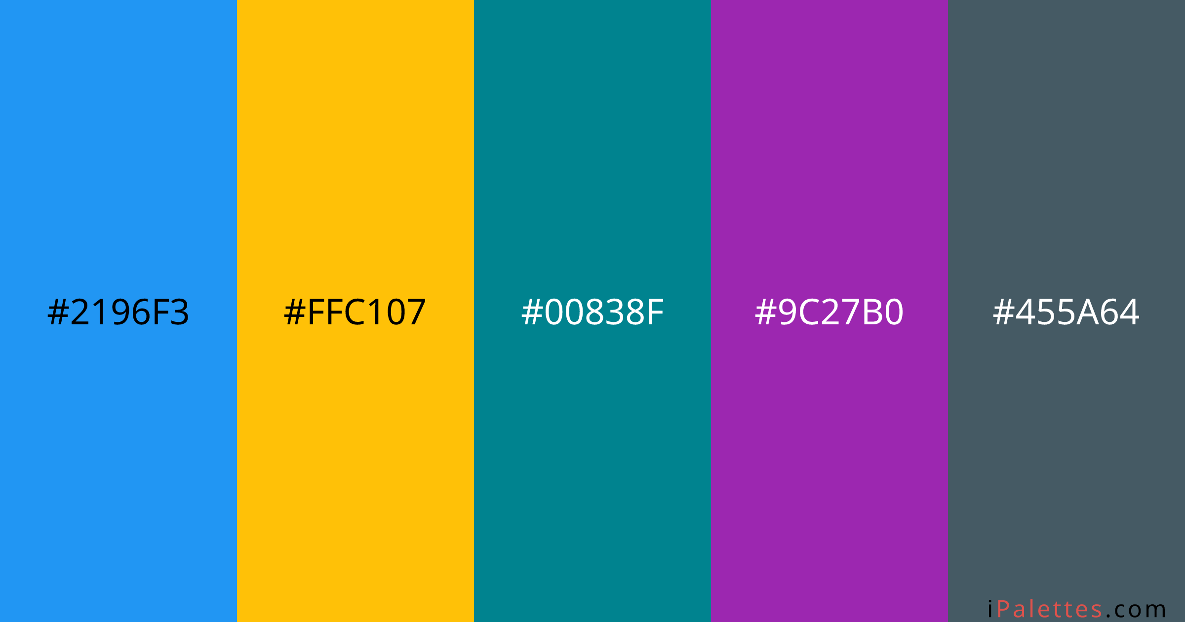 AI Technology Color Palette and colors #2196f3 #ffc107 #00838f #9c27b0 ...