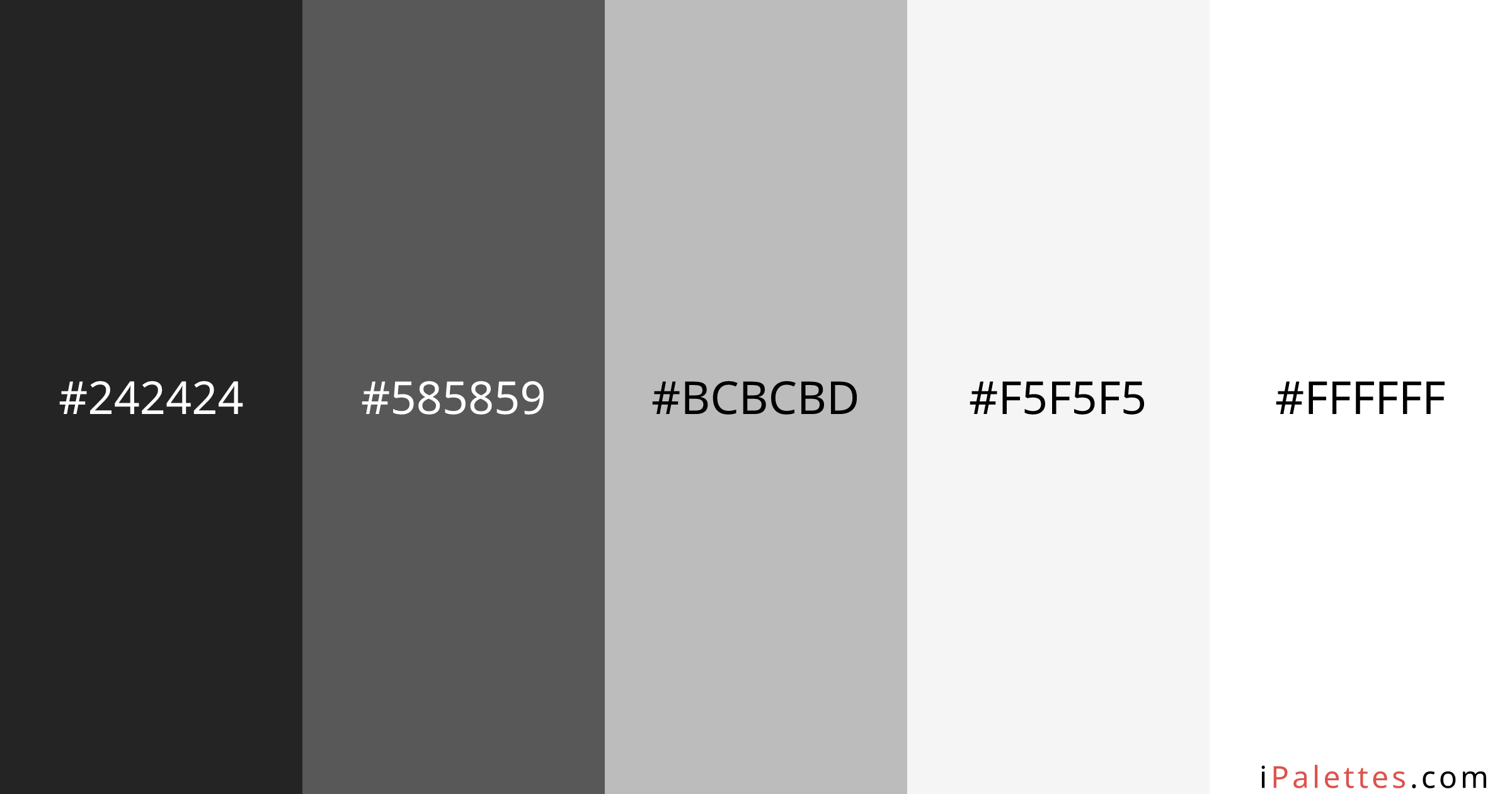 Macbook Pro Color Palette and colors #242424 #585859 #bcbcbd #f5f5f5 # ...