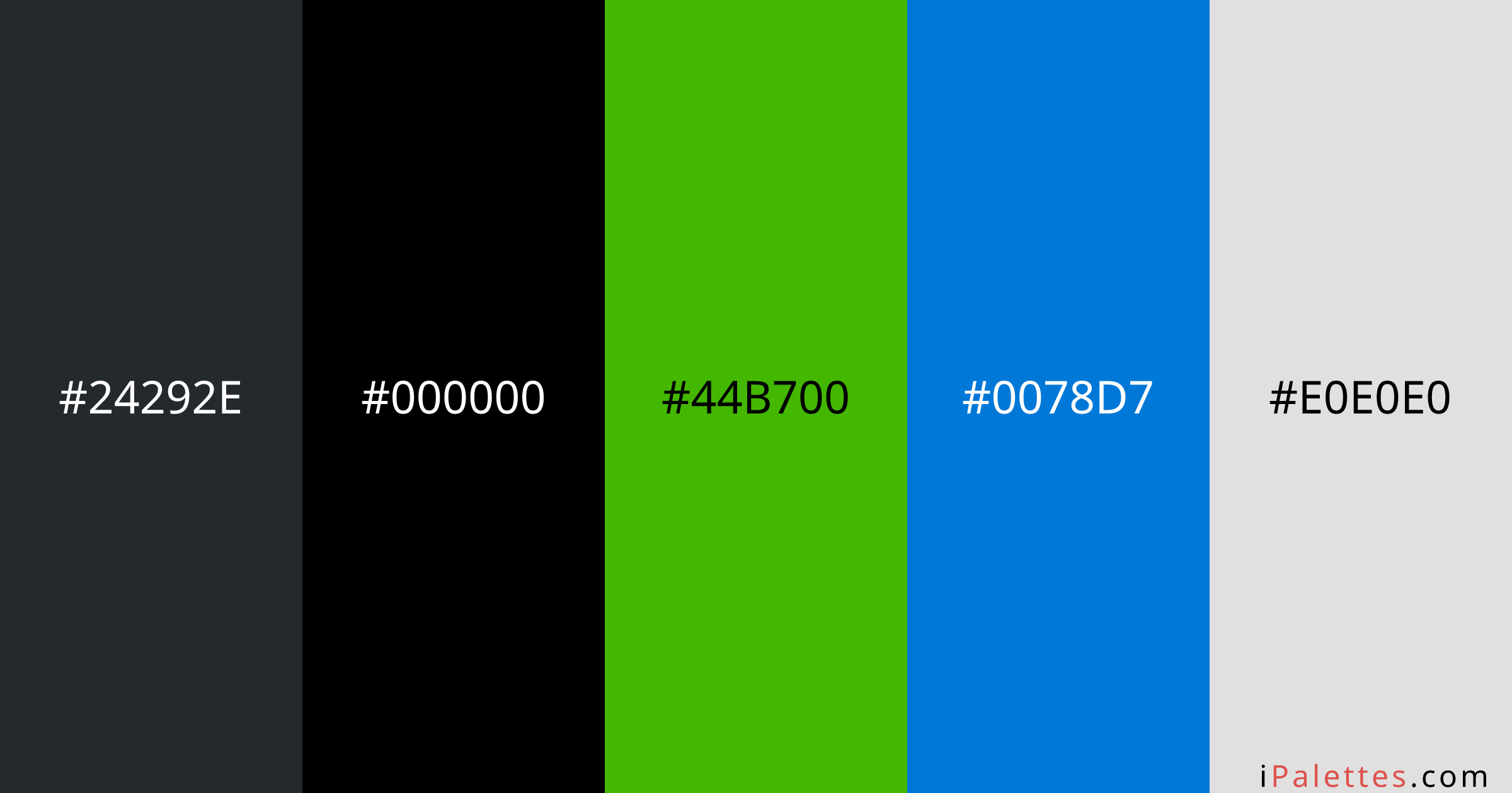 Github Color Palette and colors #24292e #000000 #44b700 #0078d7 #e0e0e0 ...