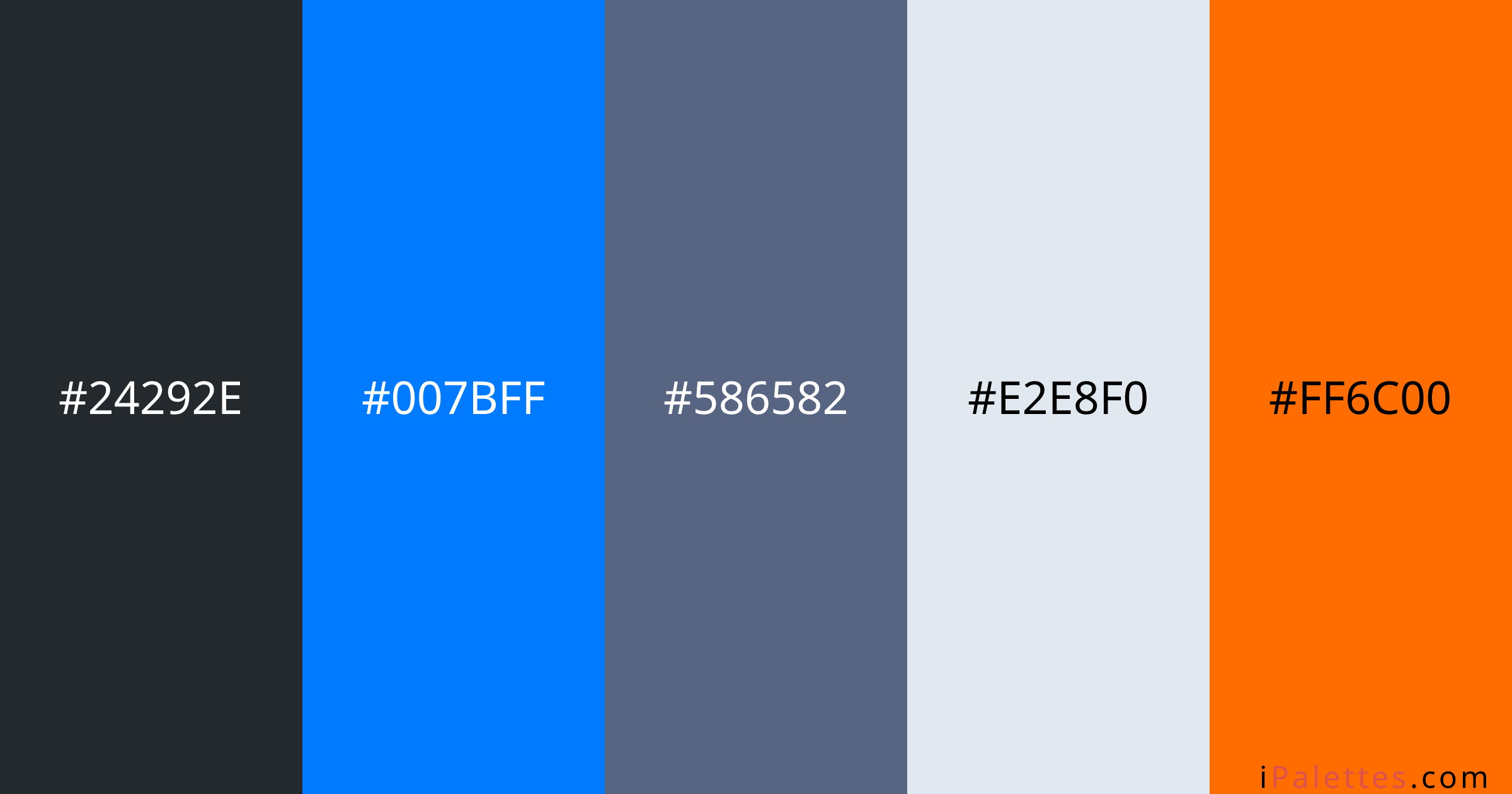 Github Color Palette and colors #24292e #007bff #586582 #e2e8f0 #ff6c00 ...