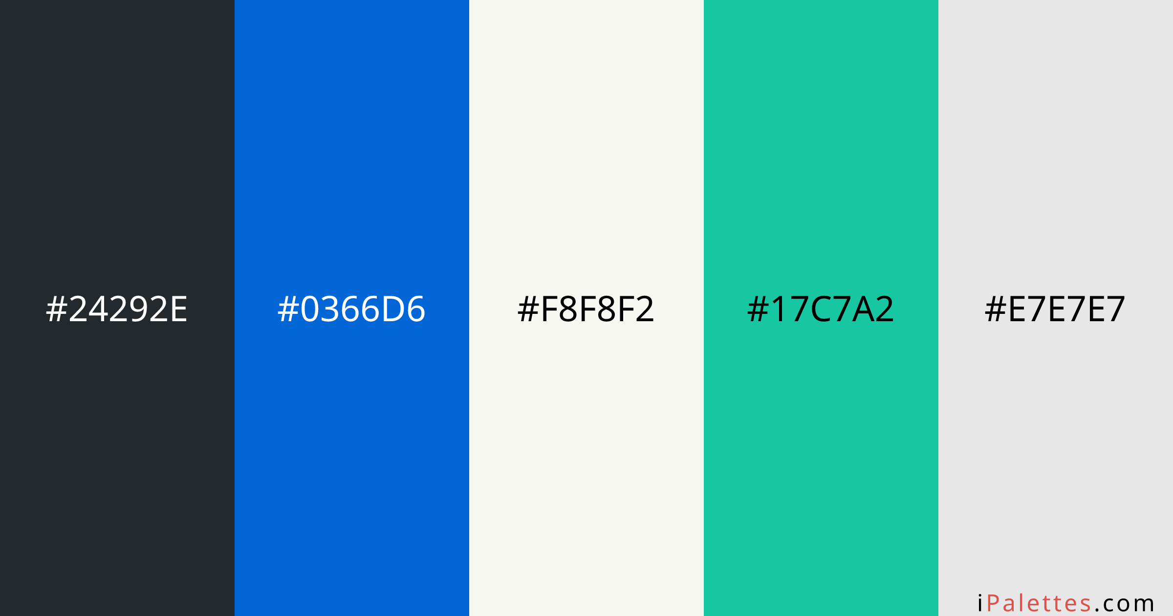 Github Color Palette and colors #24292e #0366d6 #f8f8f2 #17c7a2 #e7e7e7 ...