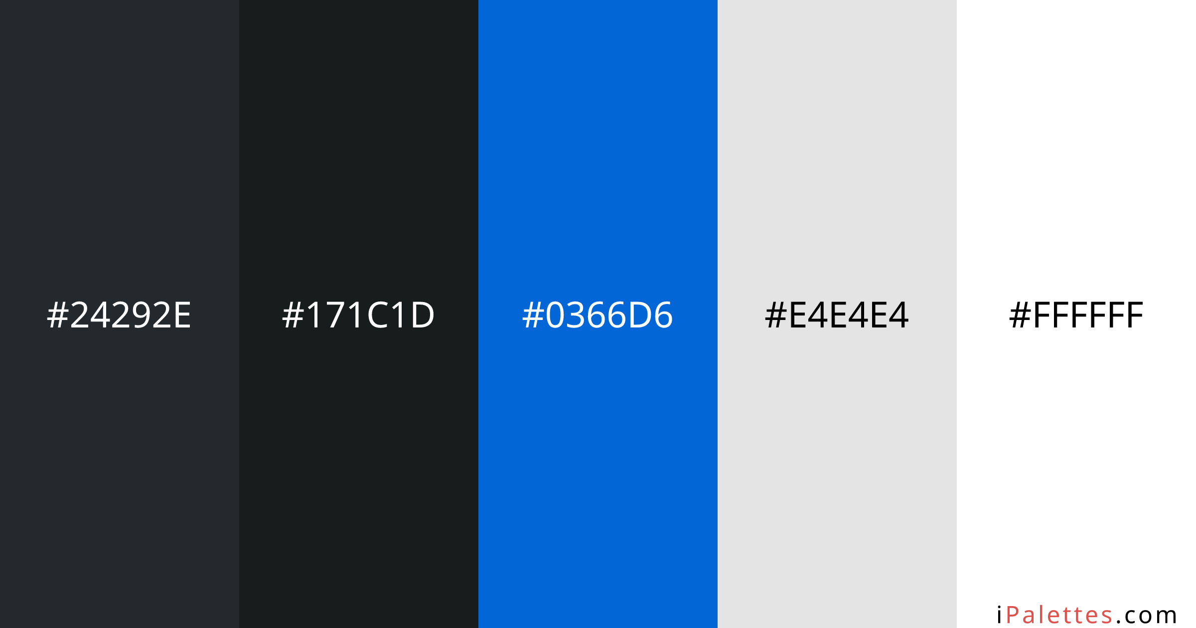 Github Color Palette and colors #24292e #171c1d #0366d6 #e4e4e4 #ffffff ...