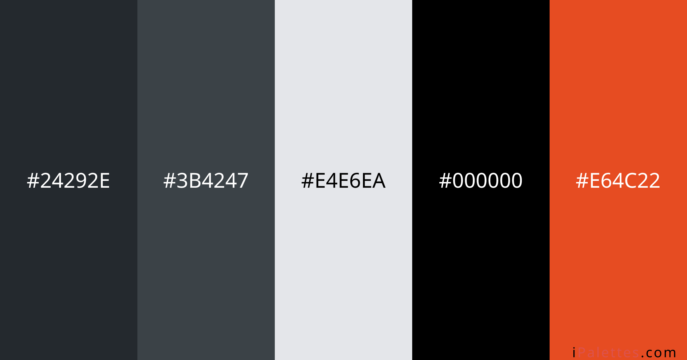 Github Color Palette and colors #24292e #3b4247 #e4e6ea #000000 #e64c22 ...