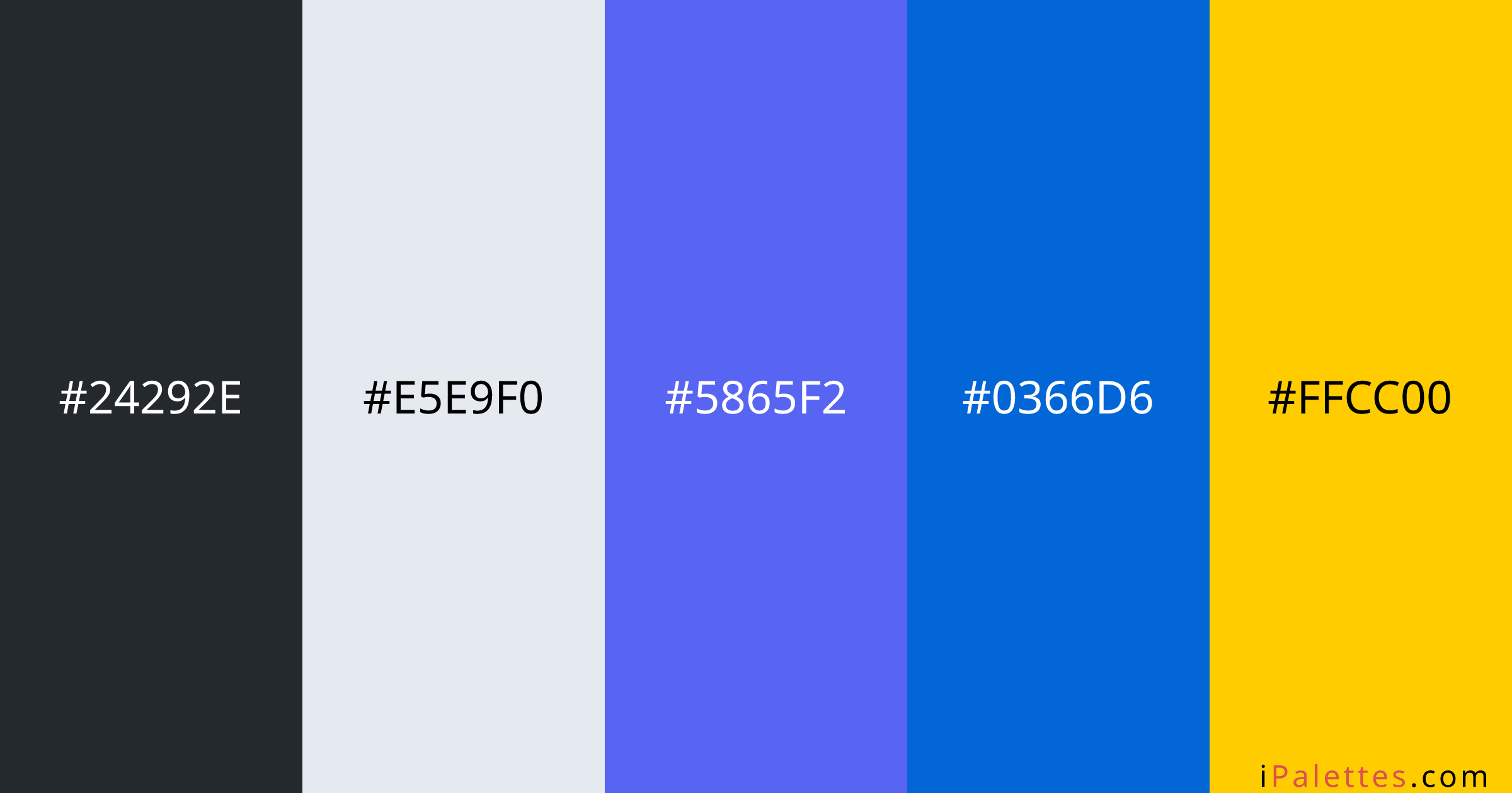Github Color Palette And Colors 24292e E5e9f0 5865f2 0366d6 Ffcc00 Ipalettes 