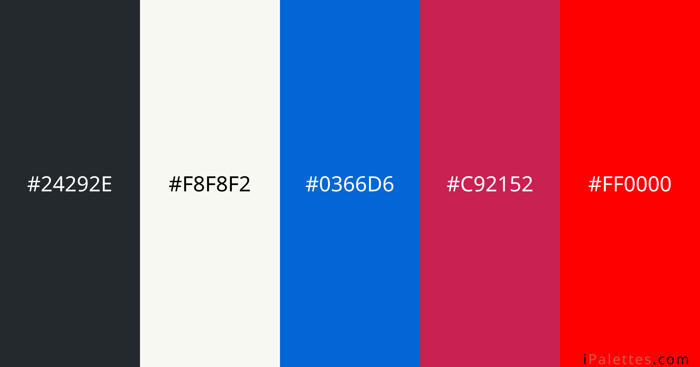 Github Color Palette and colors #24292e #f8f8f2 #0366d6 #c92152 #ff0000 ...