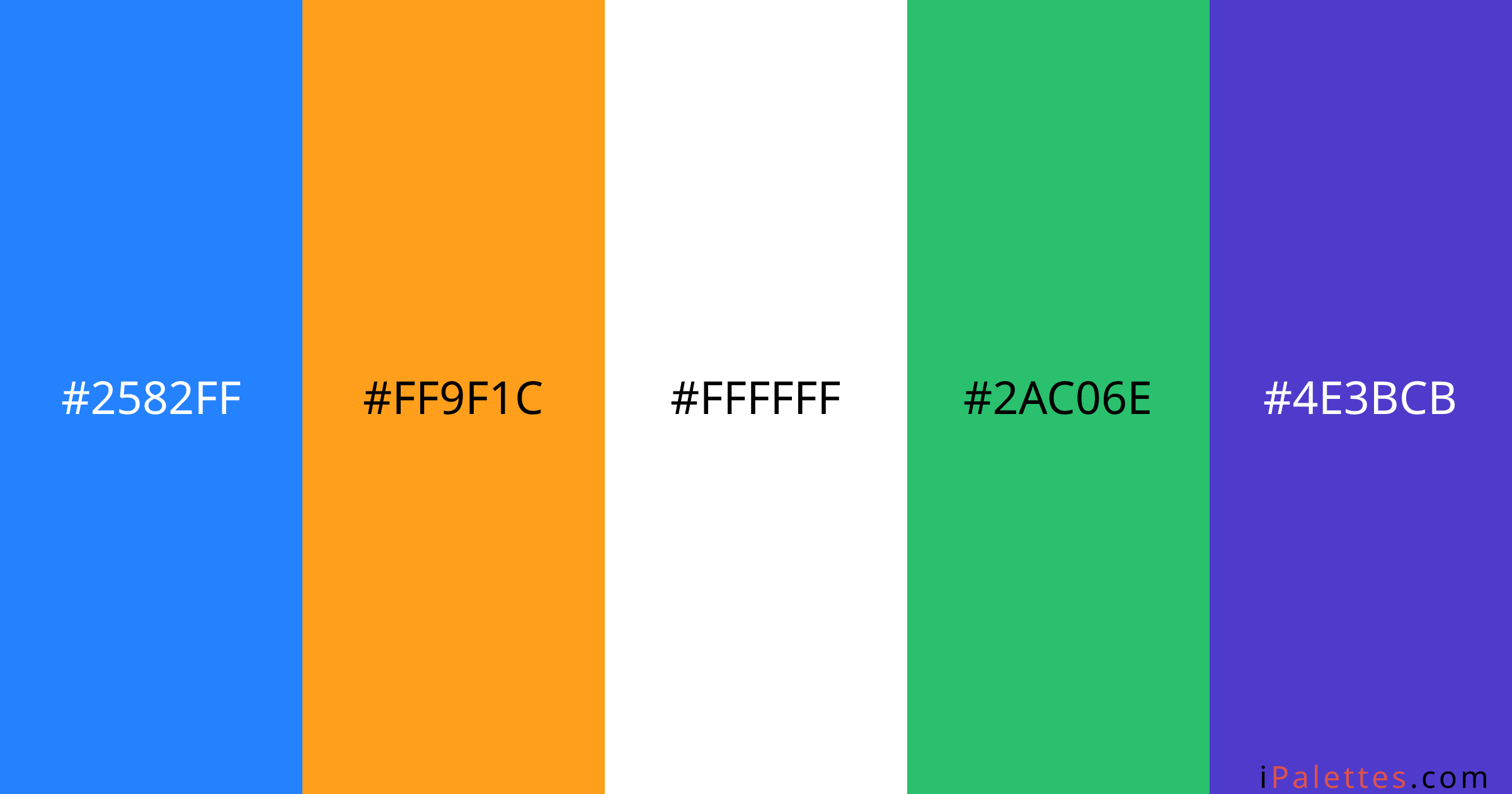 Tailwind Color Palette and colors #2582ff #ff9f1c #ffffff #2ac06e ...