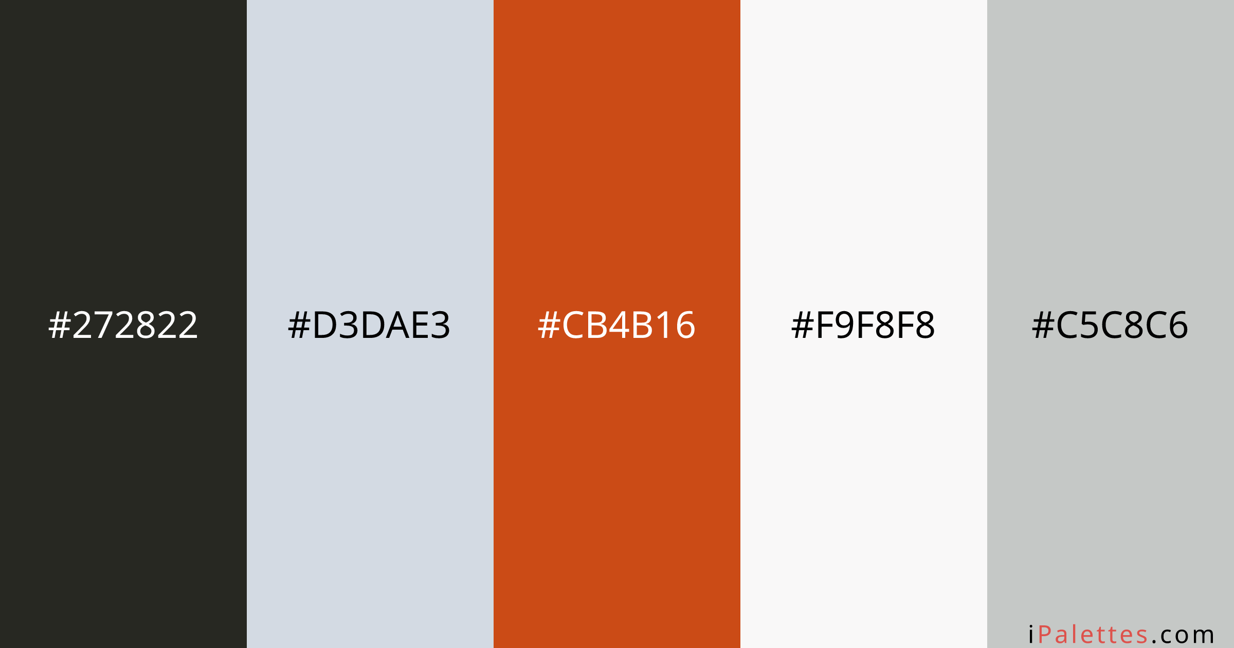 Monokai Color Palette and colors #272822 #d3dae3 #cb4b16 #f9f8f8 # ...