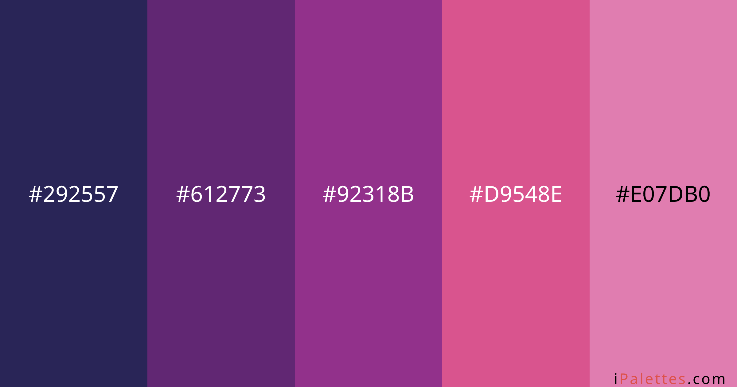 Vi arcane Color Palette and colors #292557 #612773 #92318b #d9548e # ...