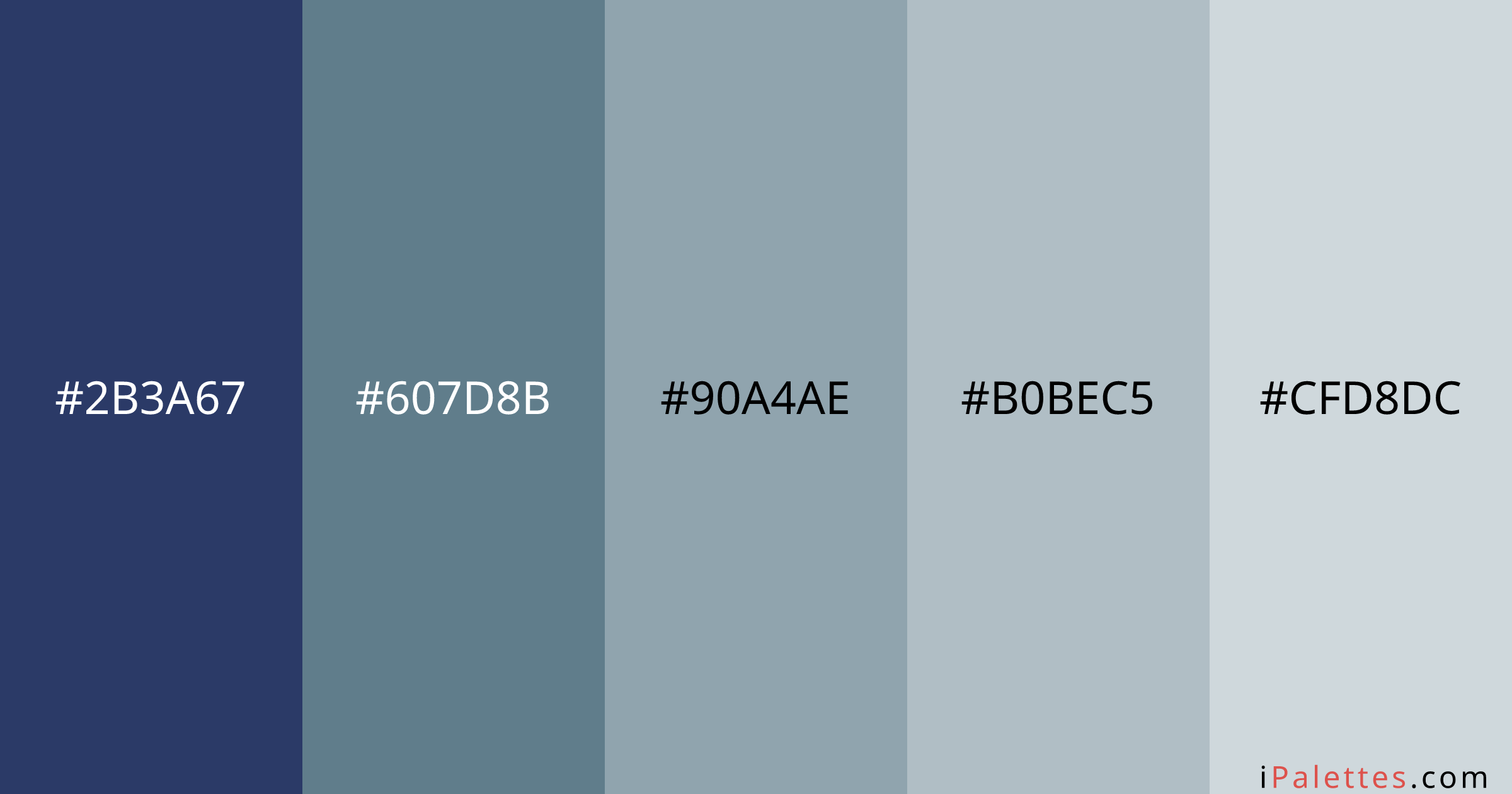 Future Dusk Cool Metal Color Palette and colors #2B3A67 #607D8B #90A4AE ...