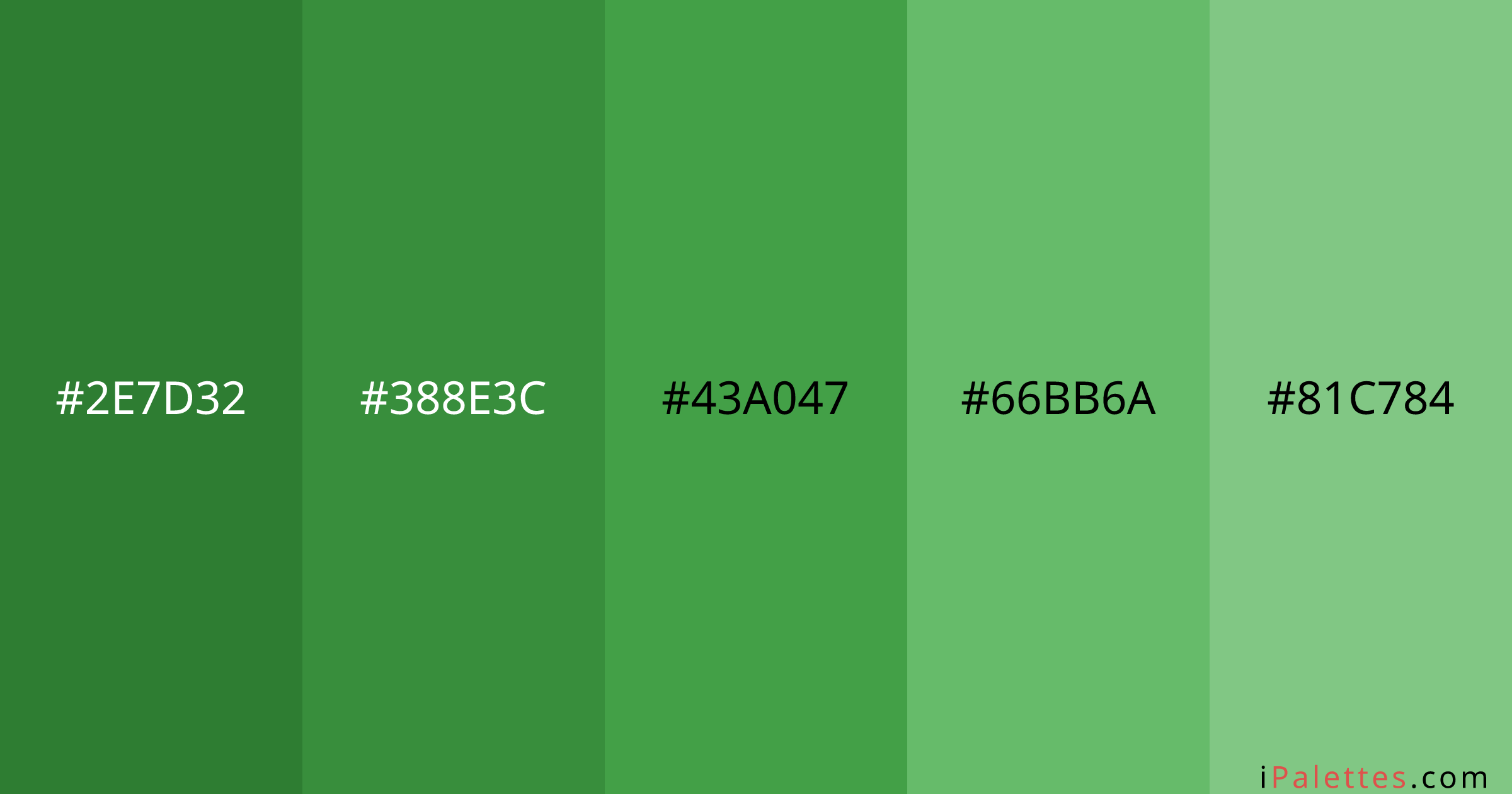 Jinx ui Color Palette and colors #2E7D32 #388E3C #43A047 #66BB6A ...