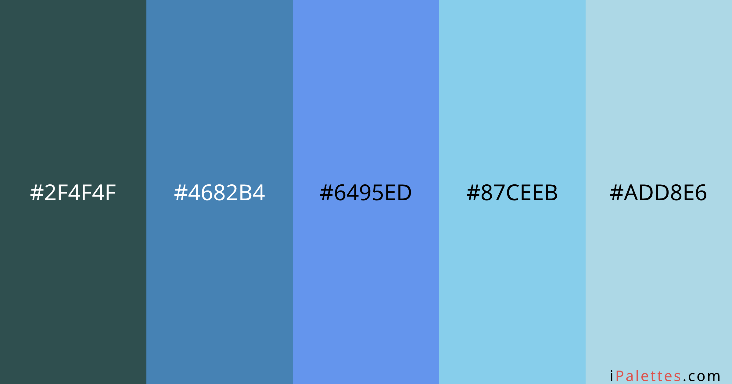 Education Color Palette and colors #2F4F4F #4682B4 #6495ED #87CEEB # ...