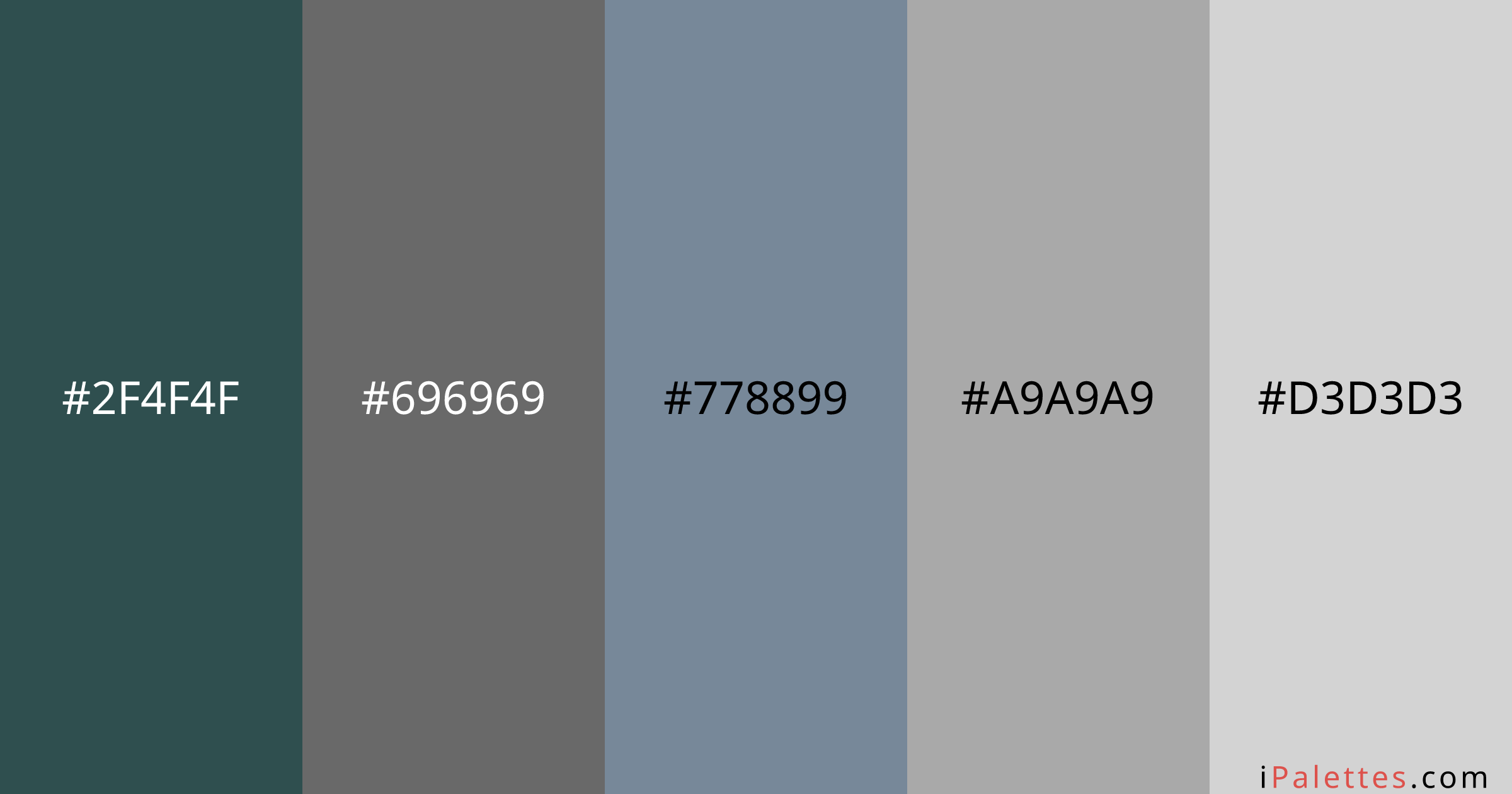 Dashboard Color Palette and colors #2F4F4F #696969 #778899 #A9A9A9 # ...