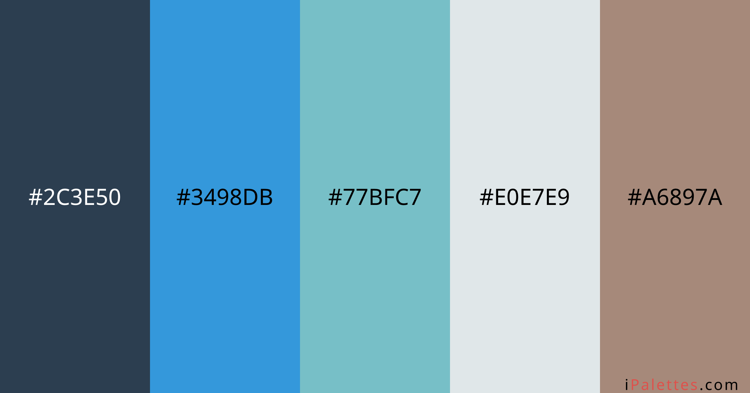 Monterey Color Palette and colors #2c3e50 #3498db #77bfc7 #e0e7e9 # ...