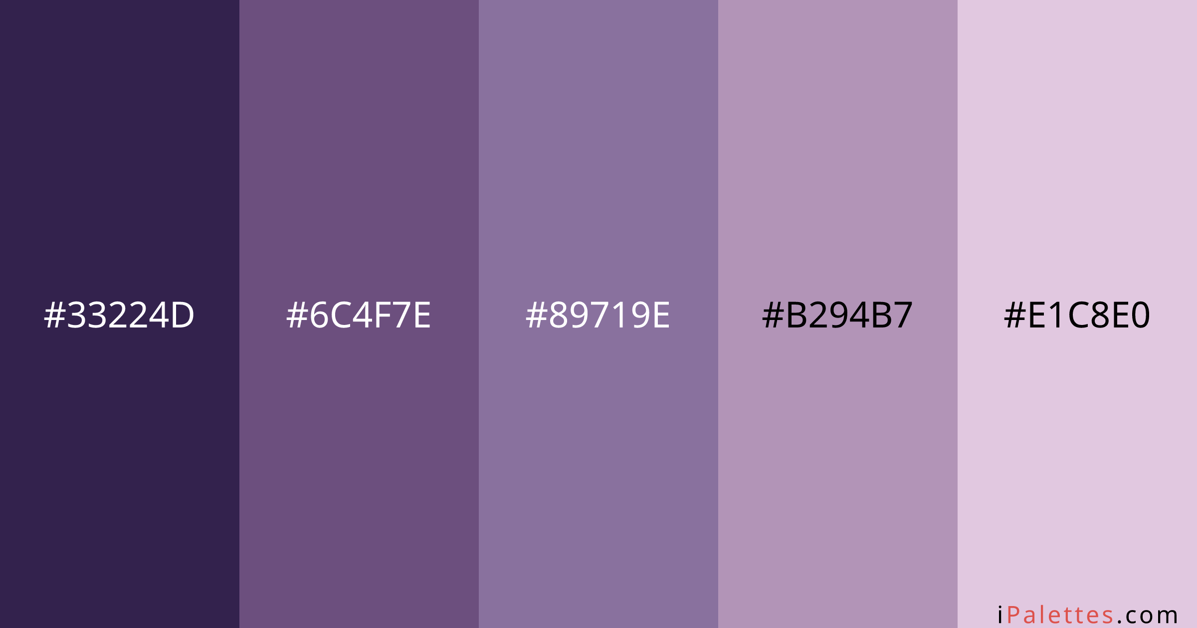 Wriothesley Color Palette and colors #33224d #6c4f7e #89719e #b294b7 # ...