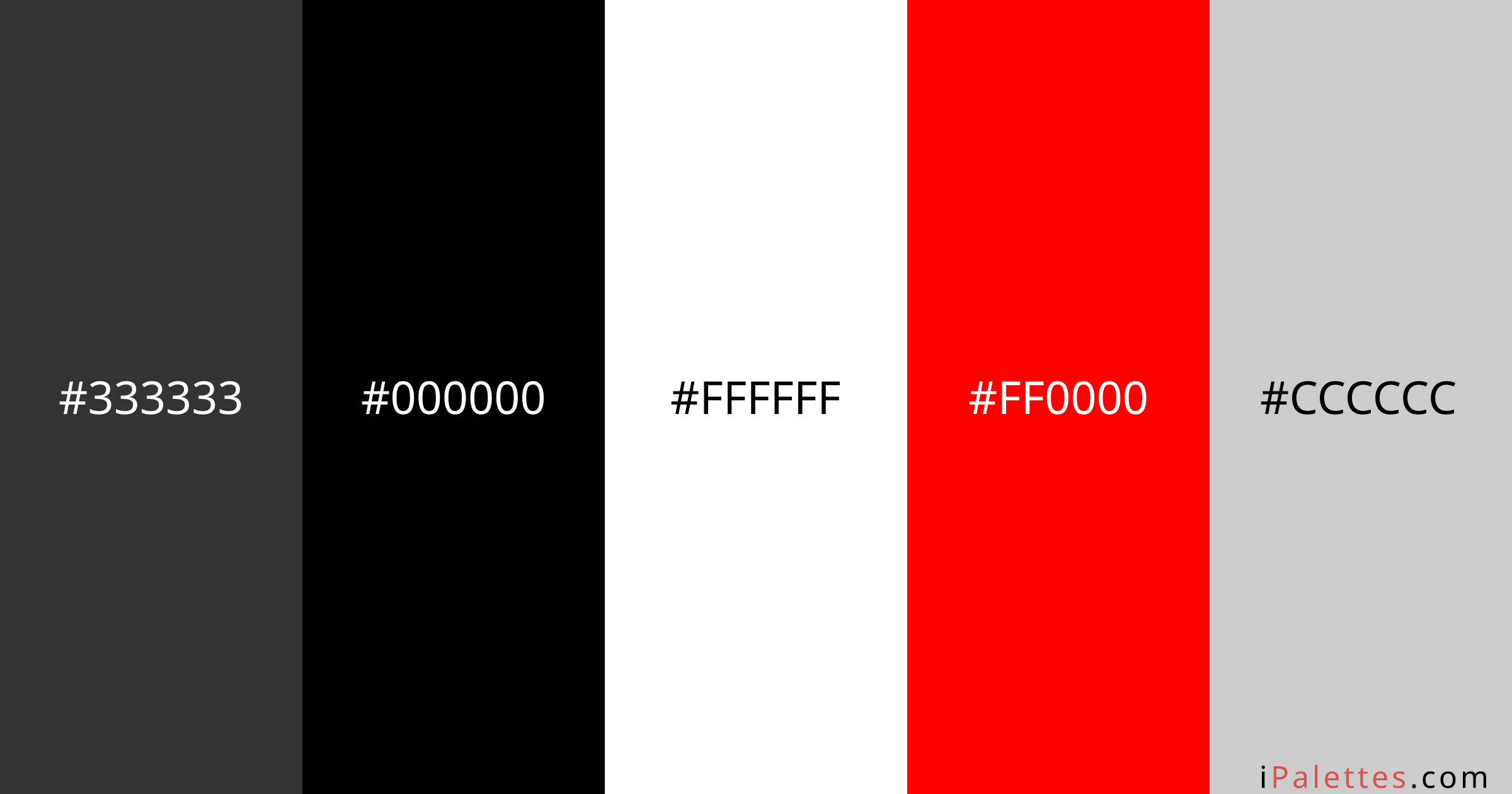 Grey black white laser red Color Palette and colors #333333 #000000 # ...