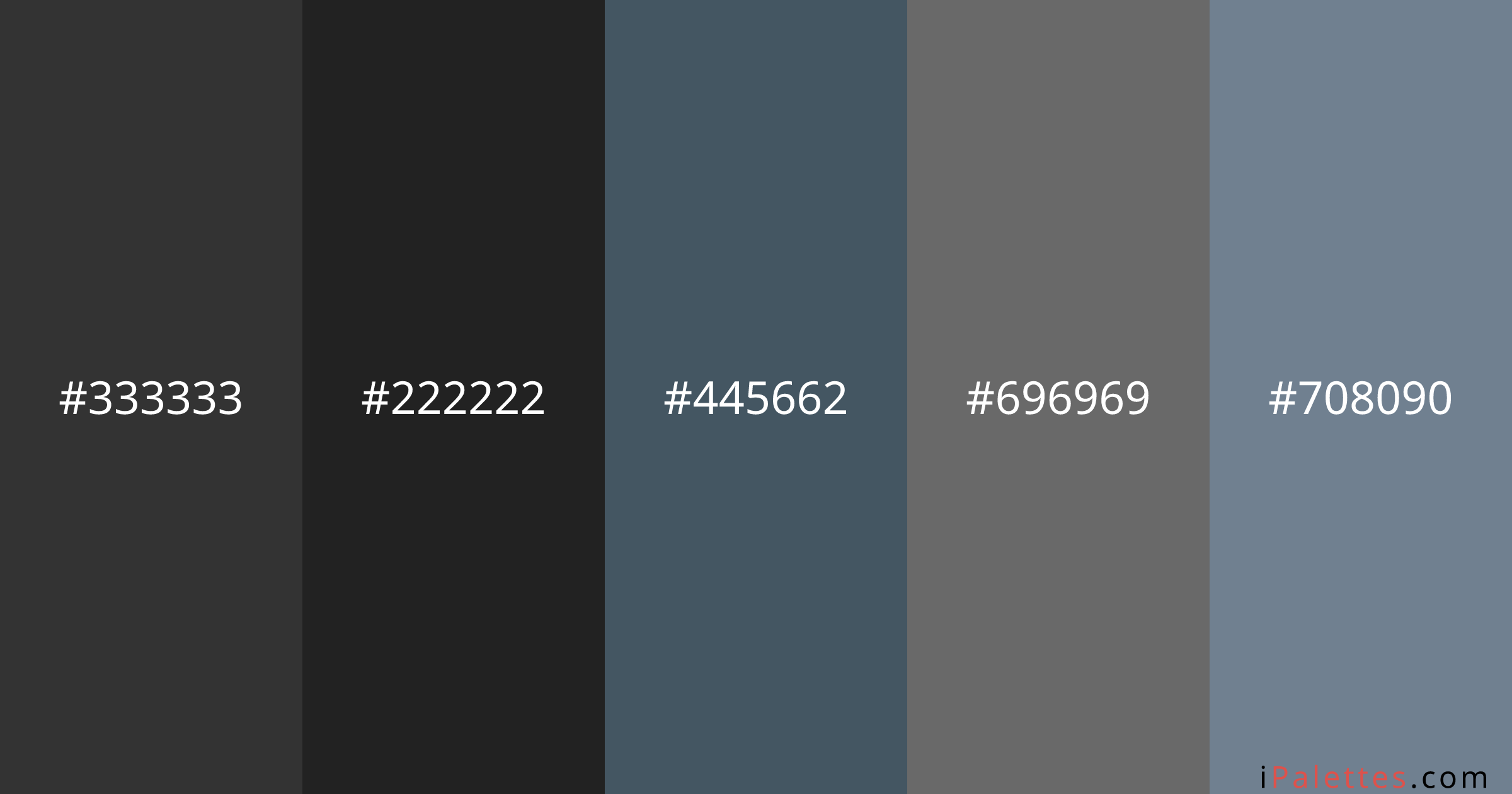 Obsidian Color Palette and colors #333333 #222222 #445662 #696969 ...