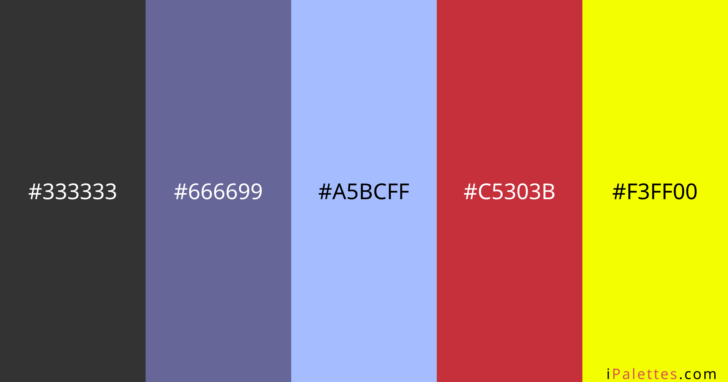 Ai shit Color Palette and colors #333333 #666699 #a5bcff #c5303b # ...