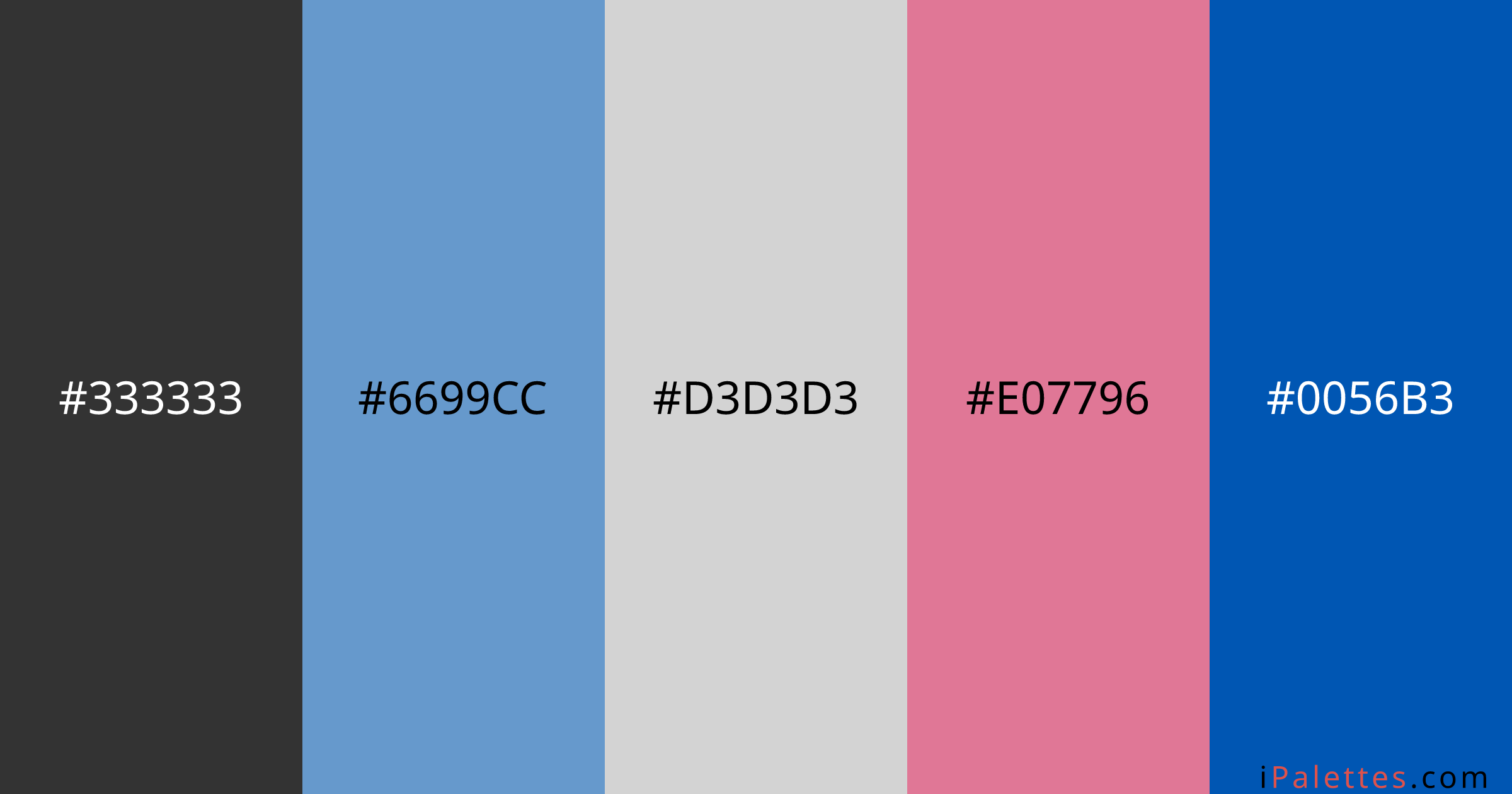 FOD COEPORATEO Color Palette and colors #333333 #6699cc #d3d3d3 #e07796 ...
