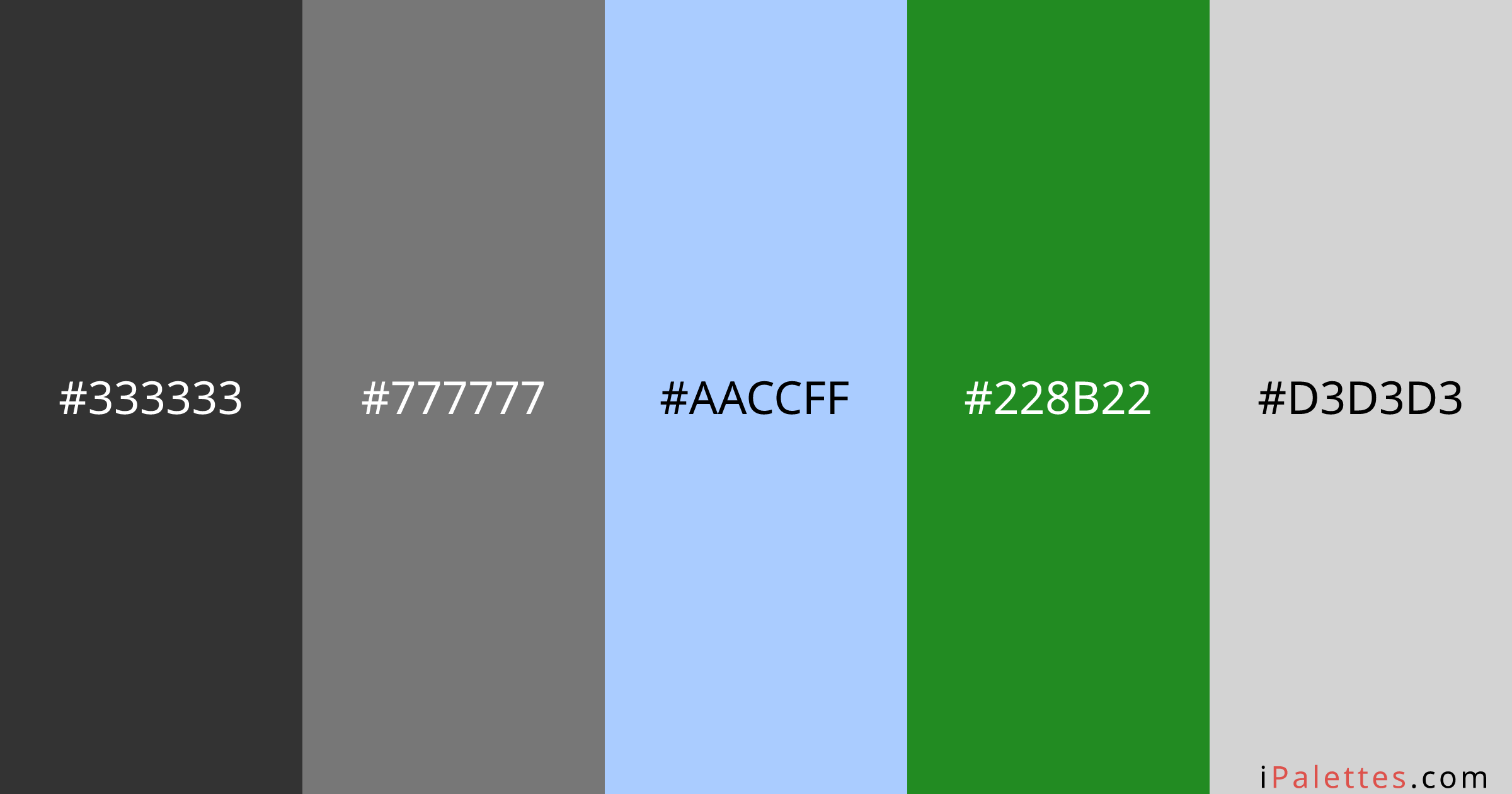 Quickbooks Color Palette and colors #333333 #777777 #aaccff #228b22 # ...
