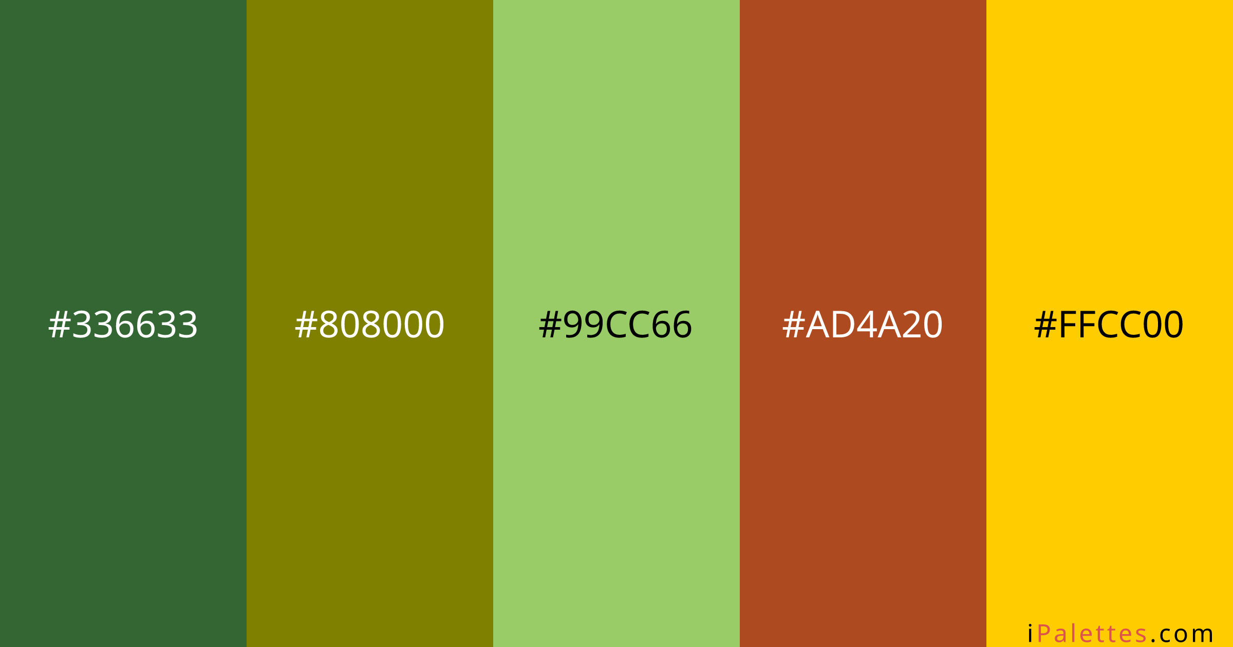 Cannabis Color Palette and colors #336633 #808000 #99cc66 #ad4a20 # ...