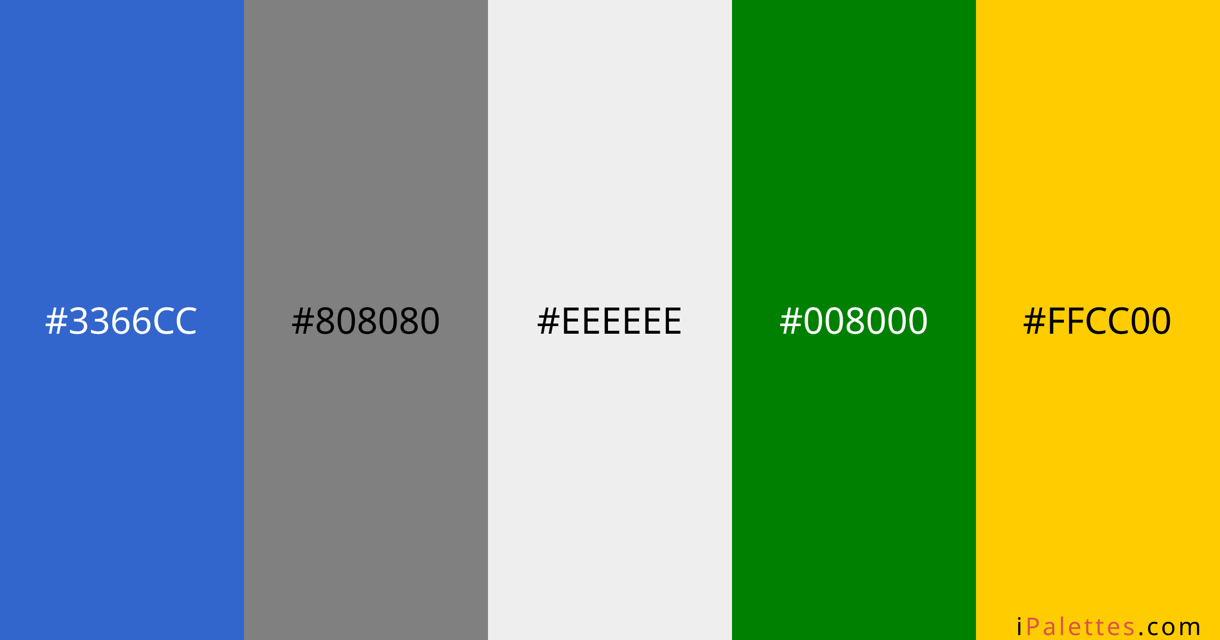 数据表格 Color Palette and colors #3366cc #808080 #eeeeee #008000 #ffcc00 ...