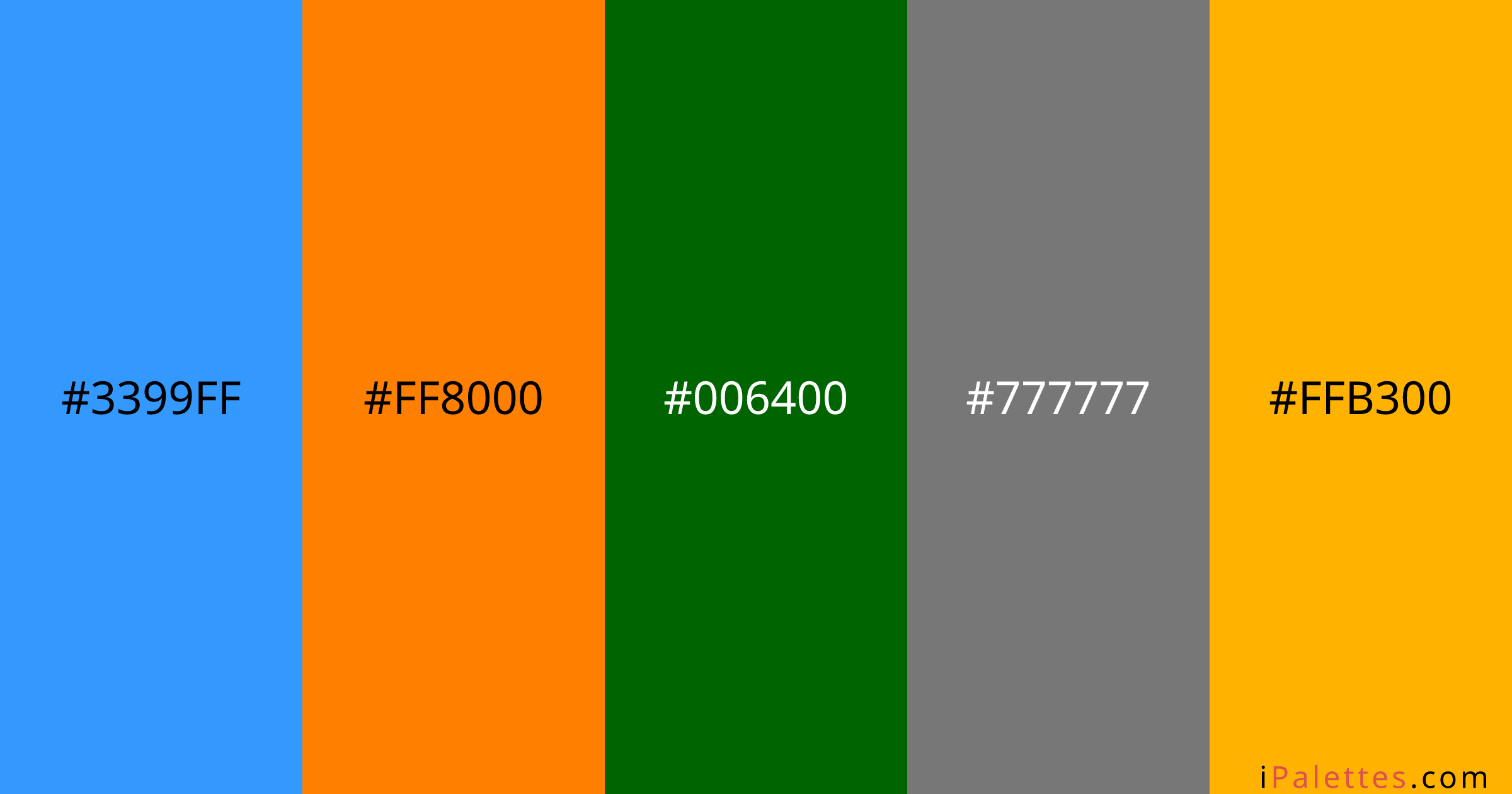 Engineering Color Palette and colors #3399ff #ff8000 #006400 #777777 # ...