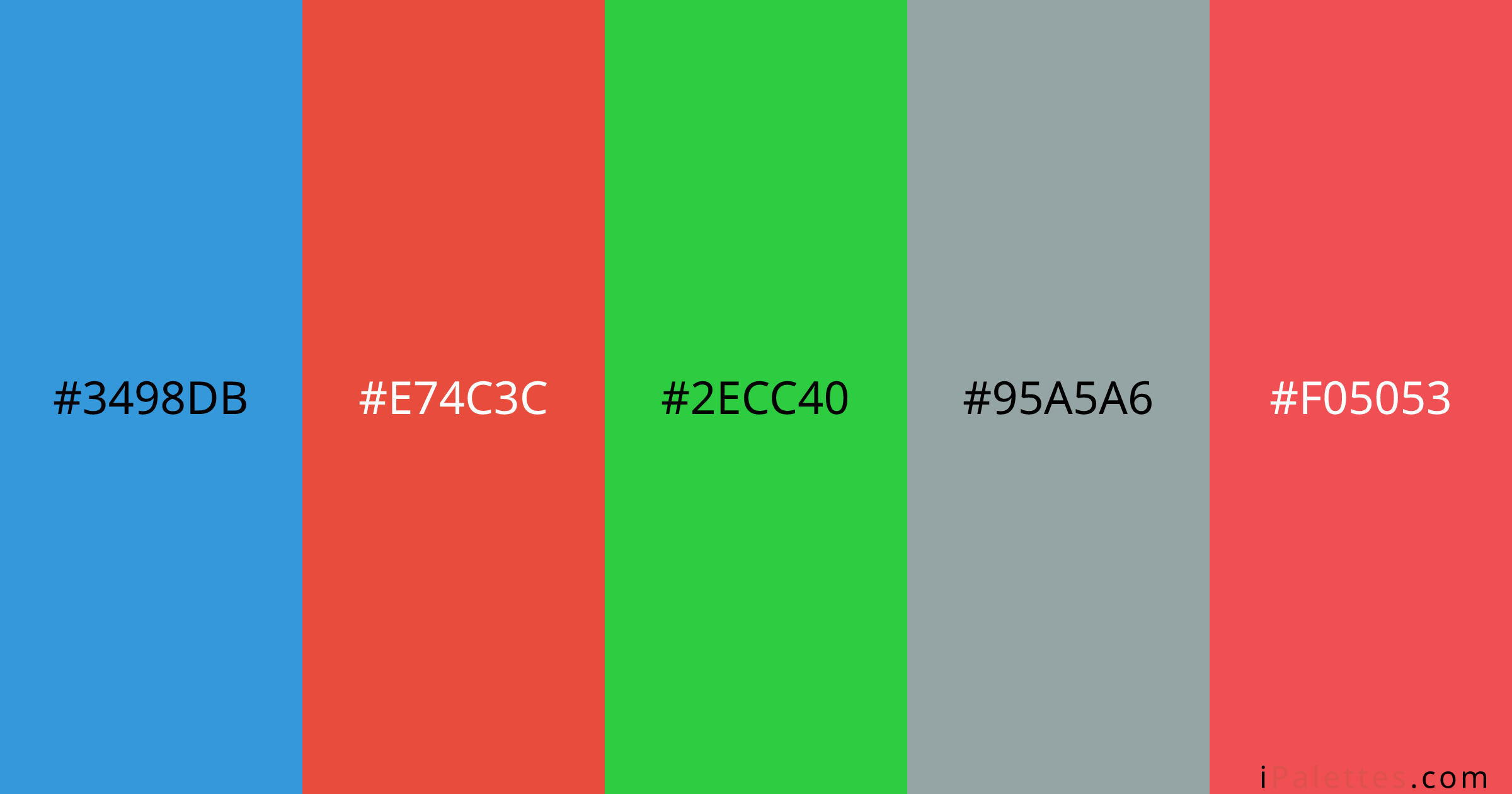 Modern Color Palette and colors #3498db #e74c3c #2ecc40 #95a5a6 #f05053 ...