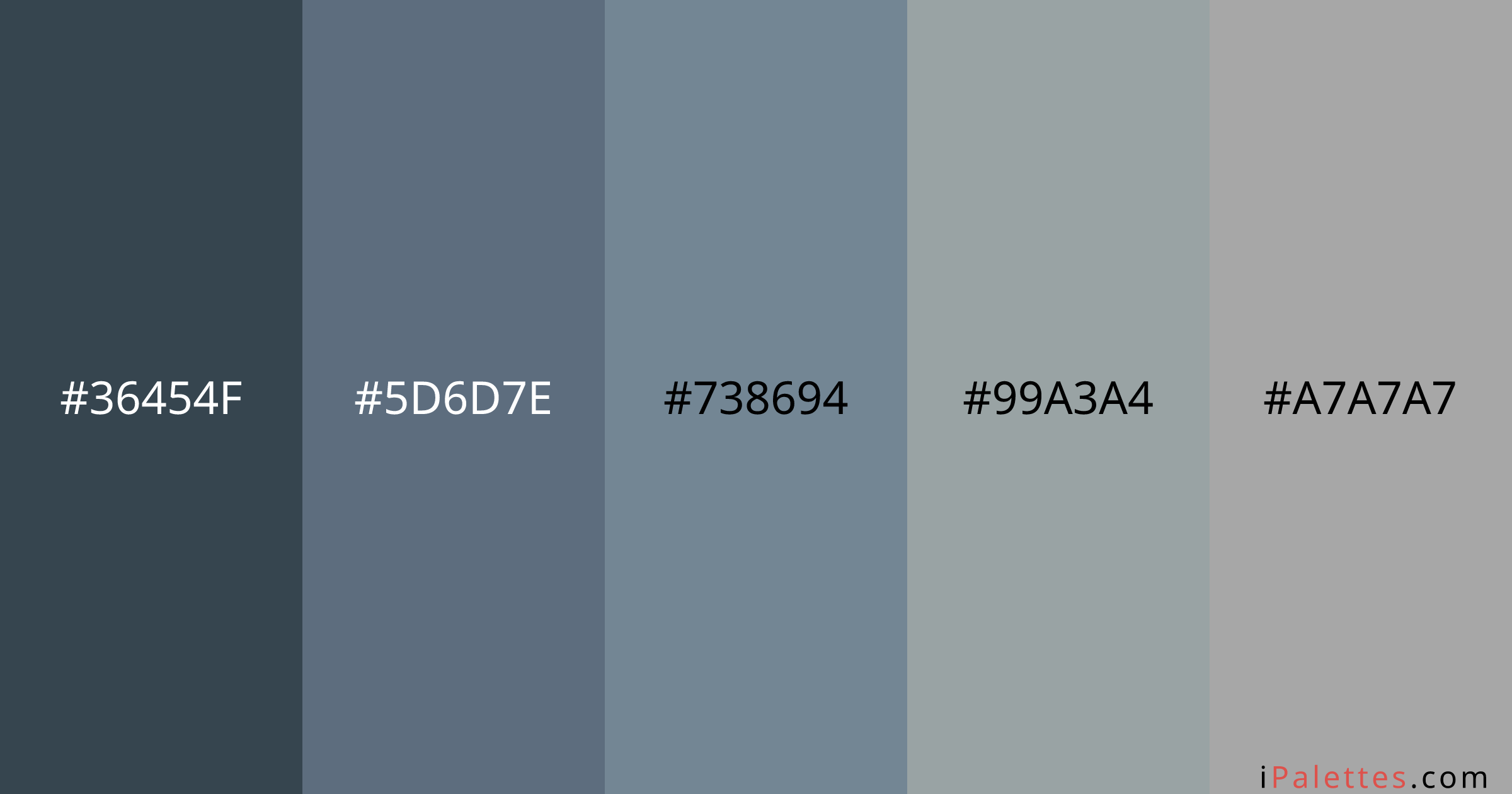 Masculine Color Palette and colors #36454F #5D6D7E #738694 #99A3A4 # ...