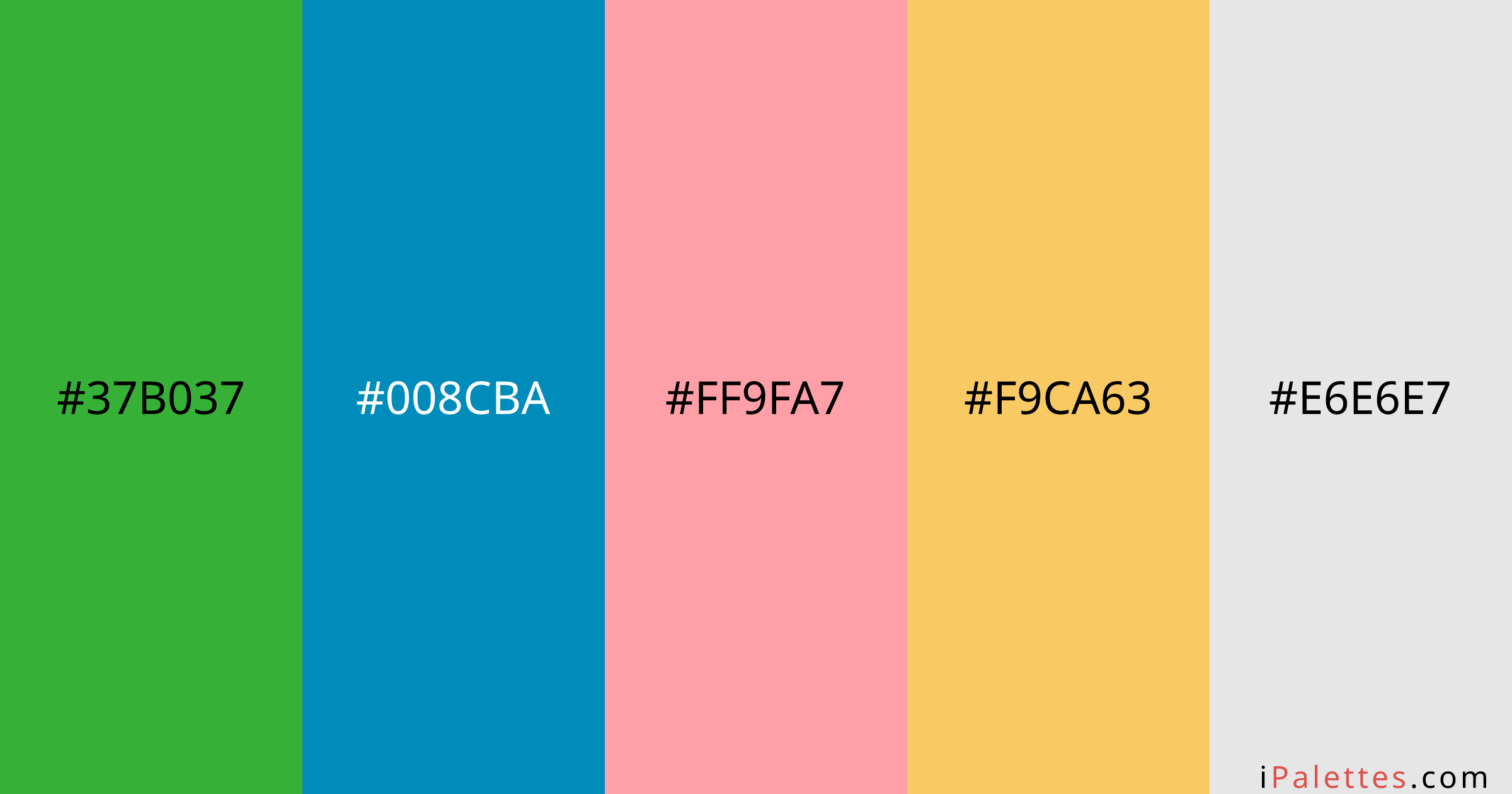 Todo Color Palette and colors #37b037 #008cba #ff9fa7 #f9ca63 #e6e6e7 ...