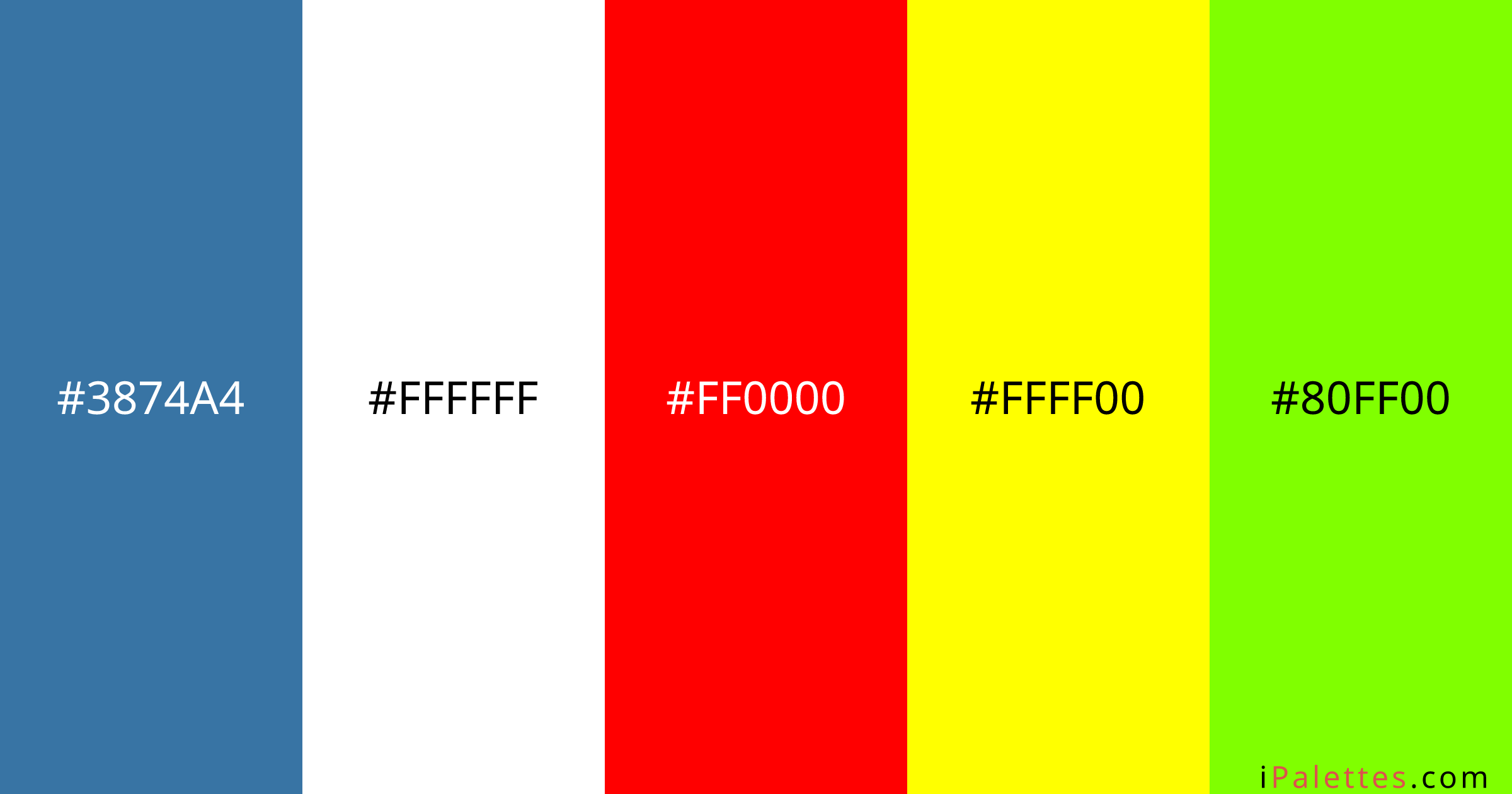 Docker Color Palette and colors #3874a4 #ffffff #ff0000 #ffff00 #80ff00 ...