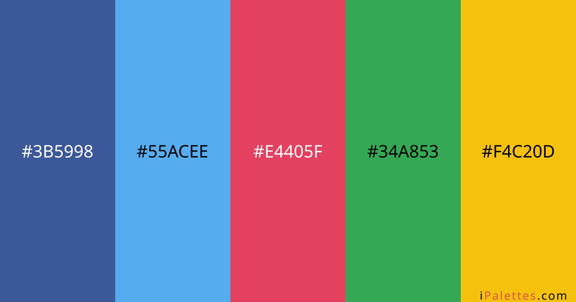 SNS Color Color Palette and colors #3B5998 #55ACEE #E4405F #34A853 # ...