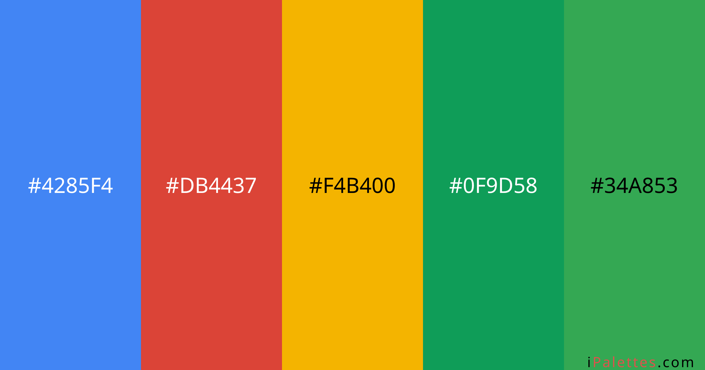 Google Color Palette and colors #4285f4 #db4437 #f4b400 #0f9d58 #34a853 ...
