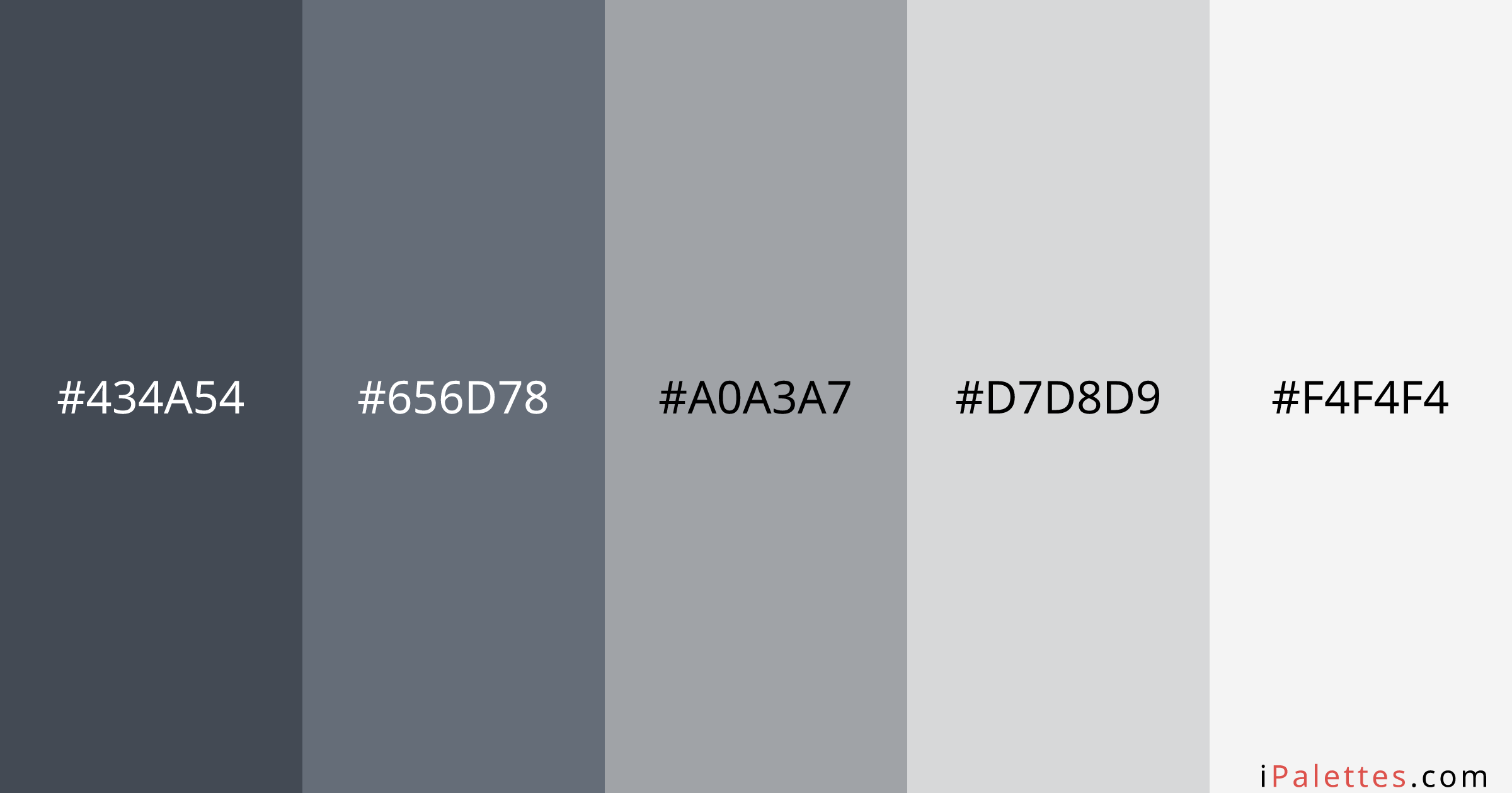 Urban Color Palette and colors #434A54 #656D78 #A0A3A7 #D7D8D9 #F4F4F4 ...