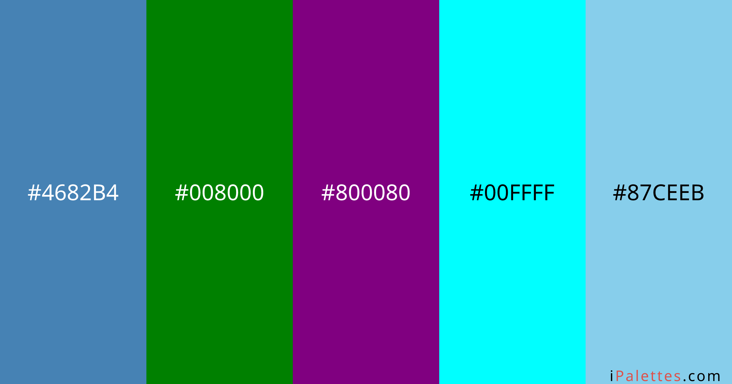 Blue green purple Color Palette and colors #4682B4 #008000 #800080 ...