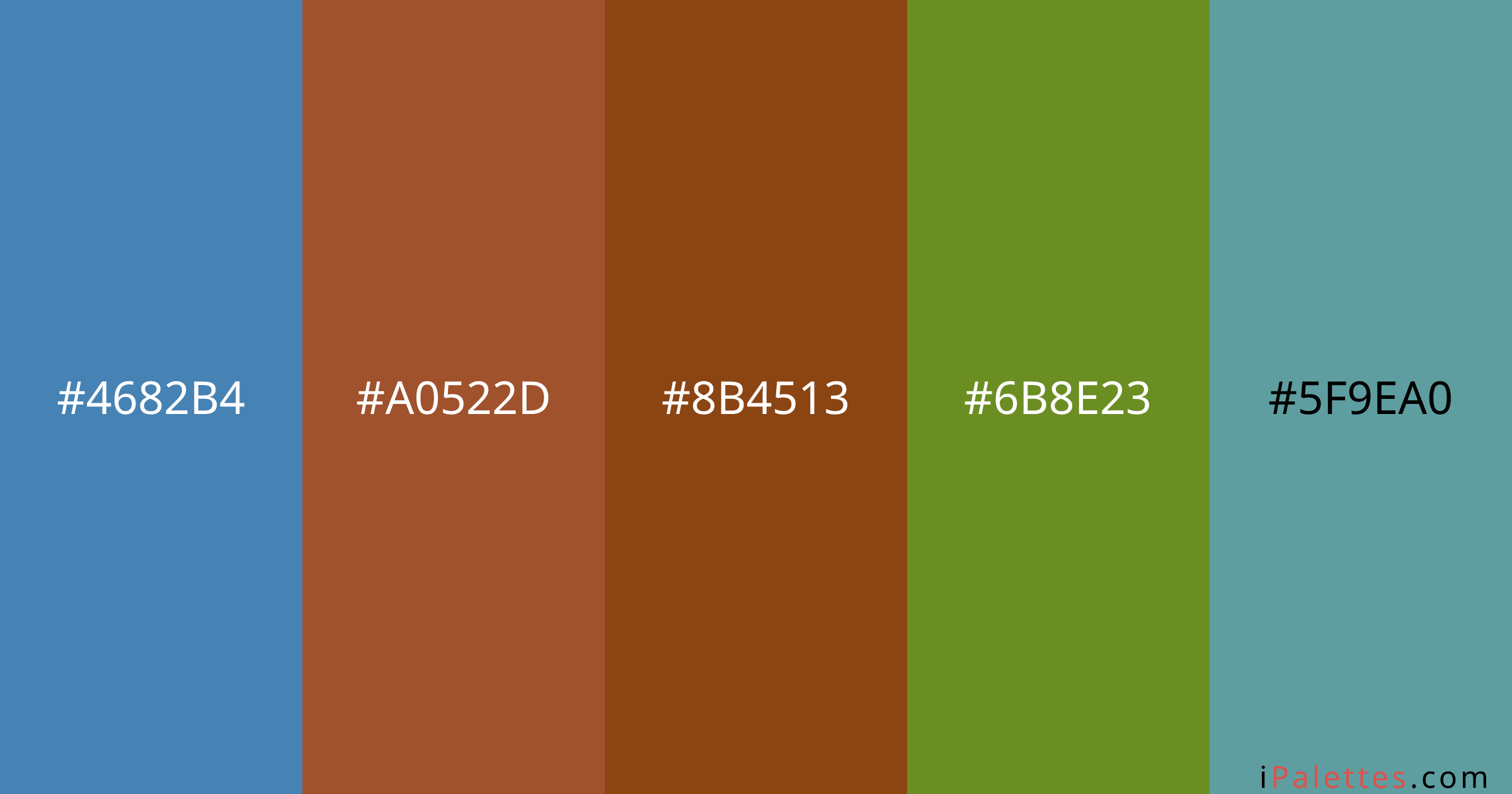 Blue brown Color Palette and colors #4682B4 #A0522D #8B4513 #6B8E23 ...