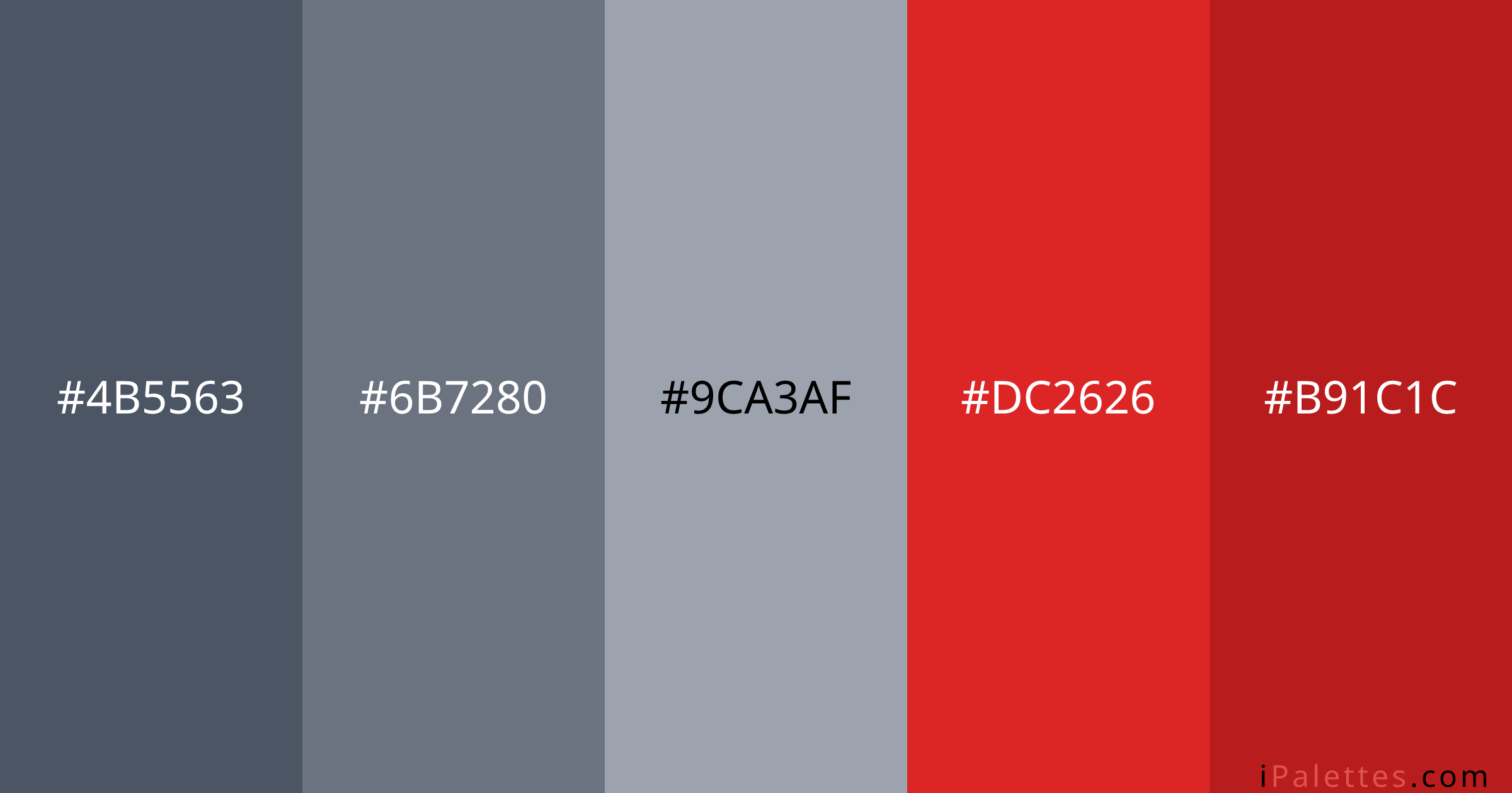 Red grey Color Palette and colors #4B5563 #6B7280 #9CA3AF #DC2626 # ...