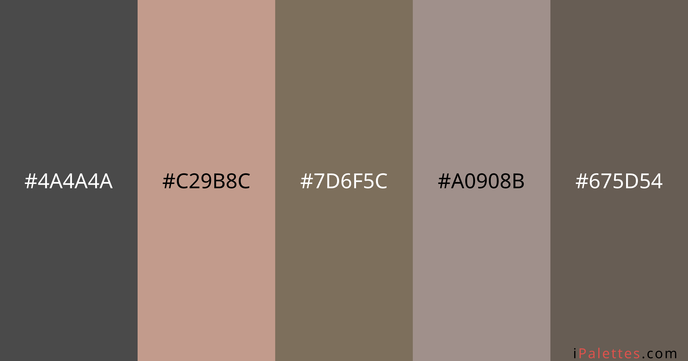 Quality Color Palette and colors #4a4a4a #c29b8c #7d6f5c #a0908b ...