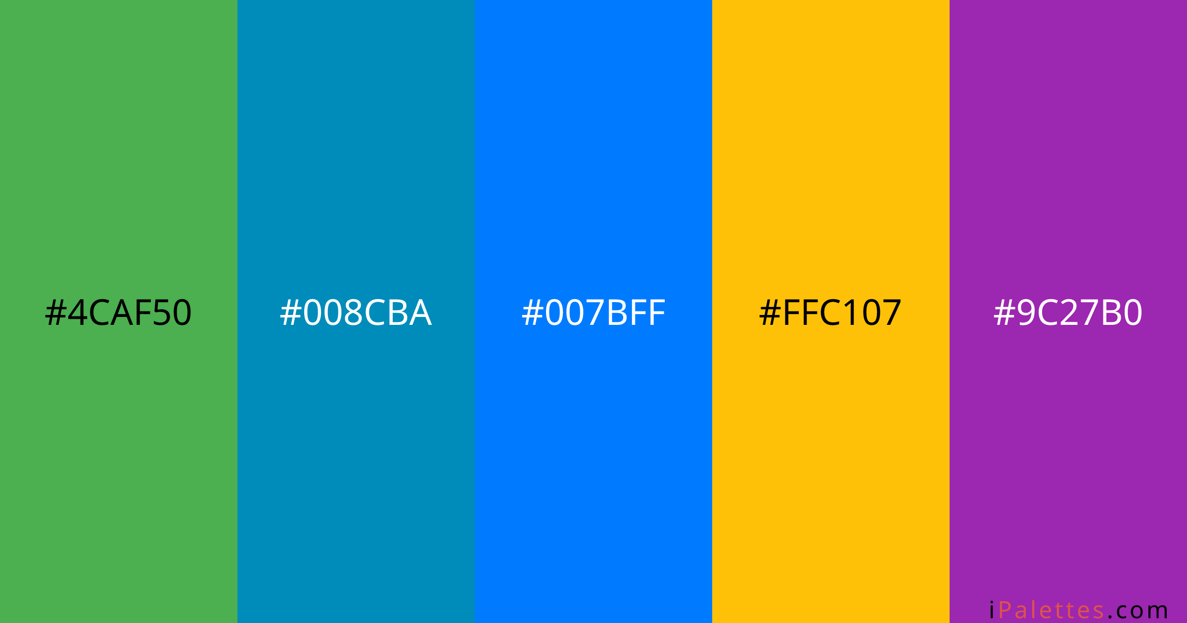 Charty Color Palette and colors #4caf50 #008cba #007bff #ffc107 #9c27b0 ...