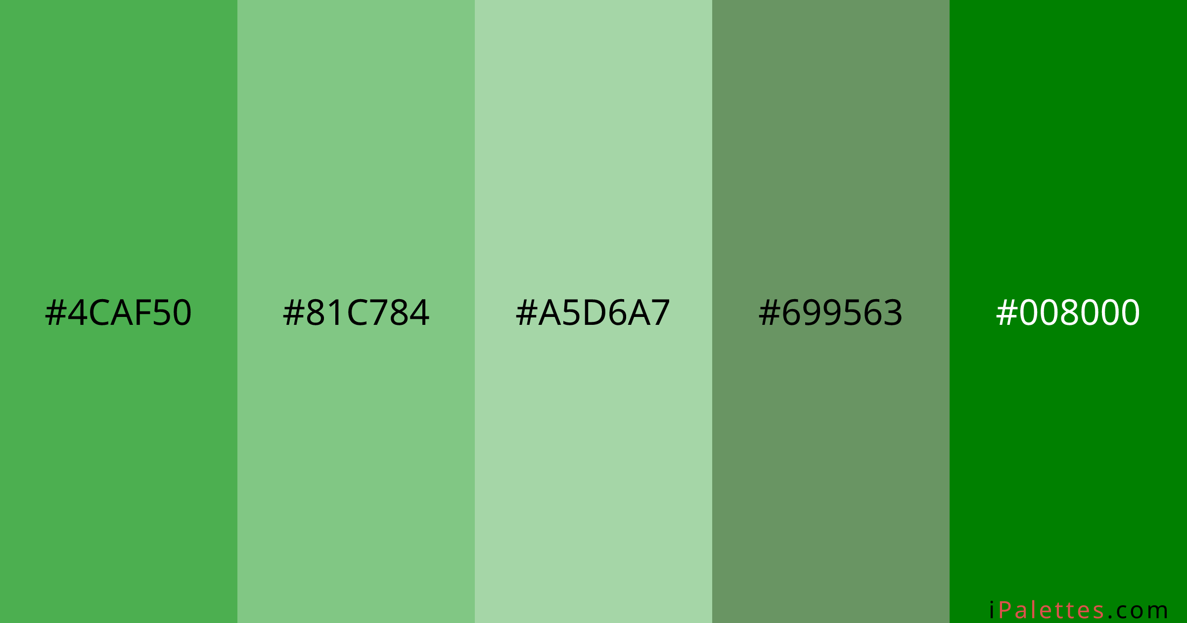 Green professional platform Color Palette and colors #4caf50 #81c784 # ...