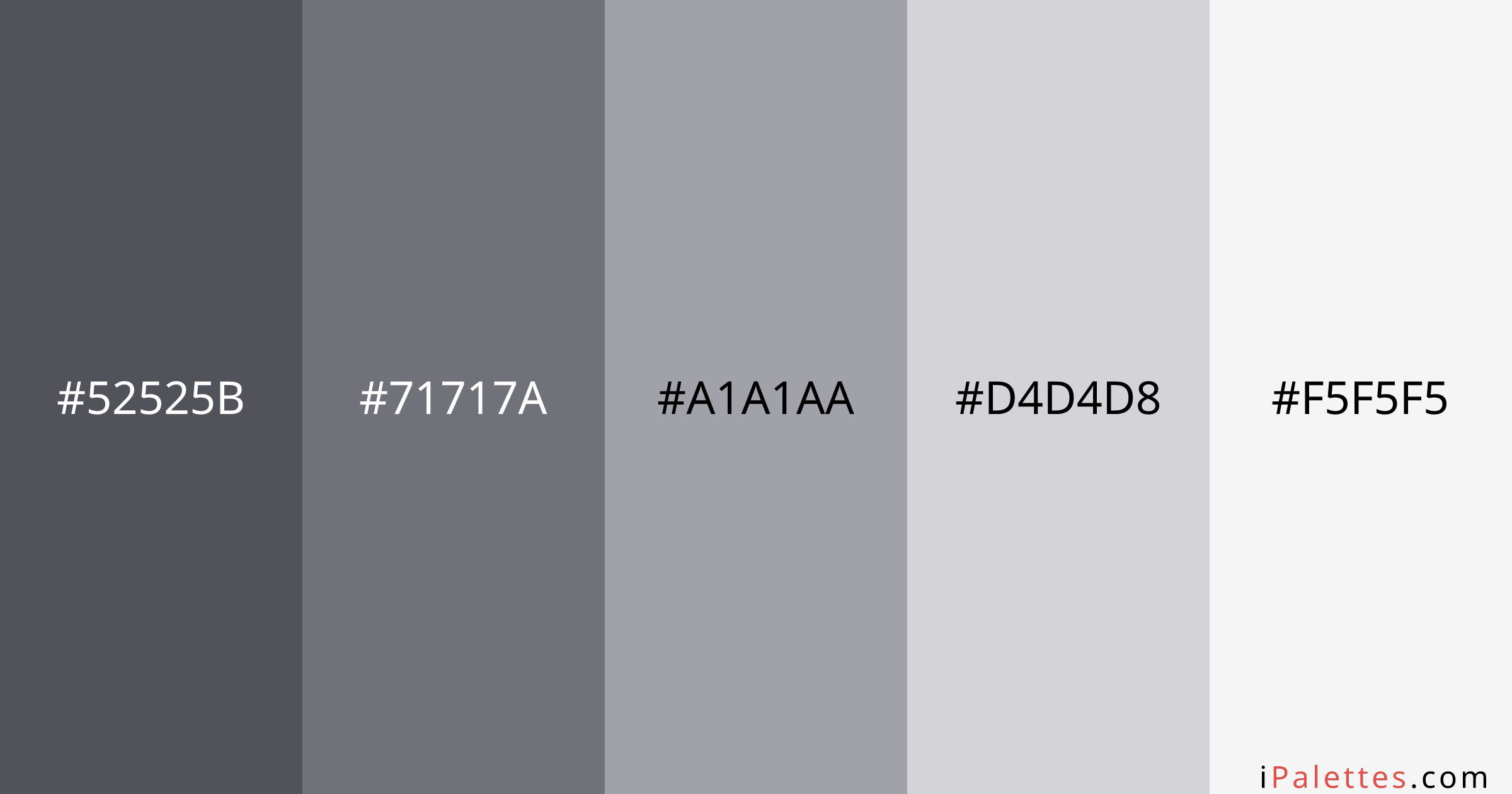 Moth Color Palette and colors #52525B #71717A #A1A1AA #D4D4D8 #F5F5F5 ...