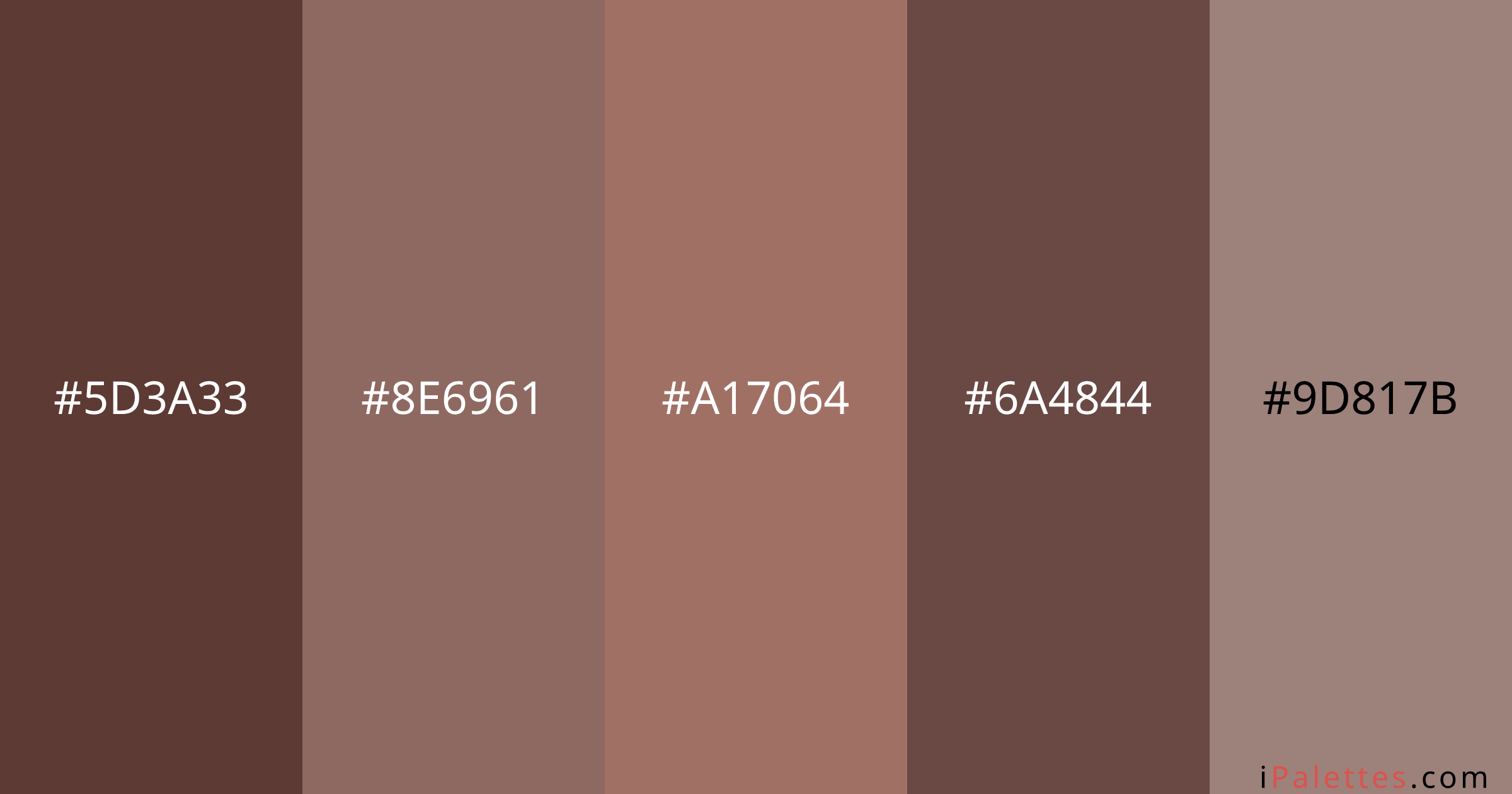 Marker Mortal Color Palette and colors #5d3a33 #8e6961 #a17064 #6a4844 ...