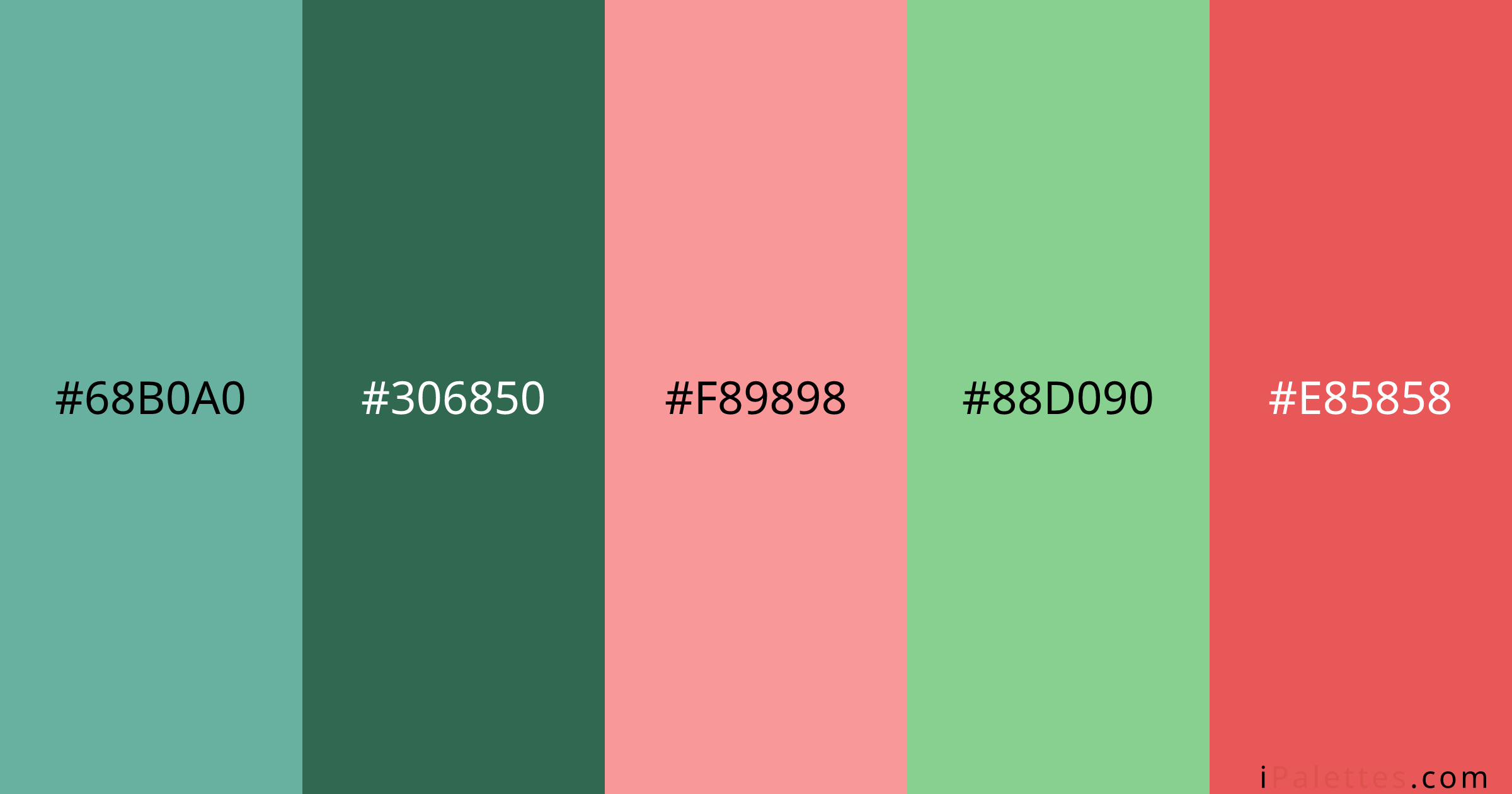 Pokemon Ivysaur Color Palette and colors #68B0A0 #306850 #F89898 ...