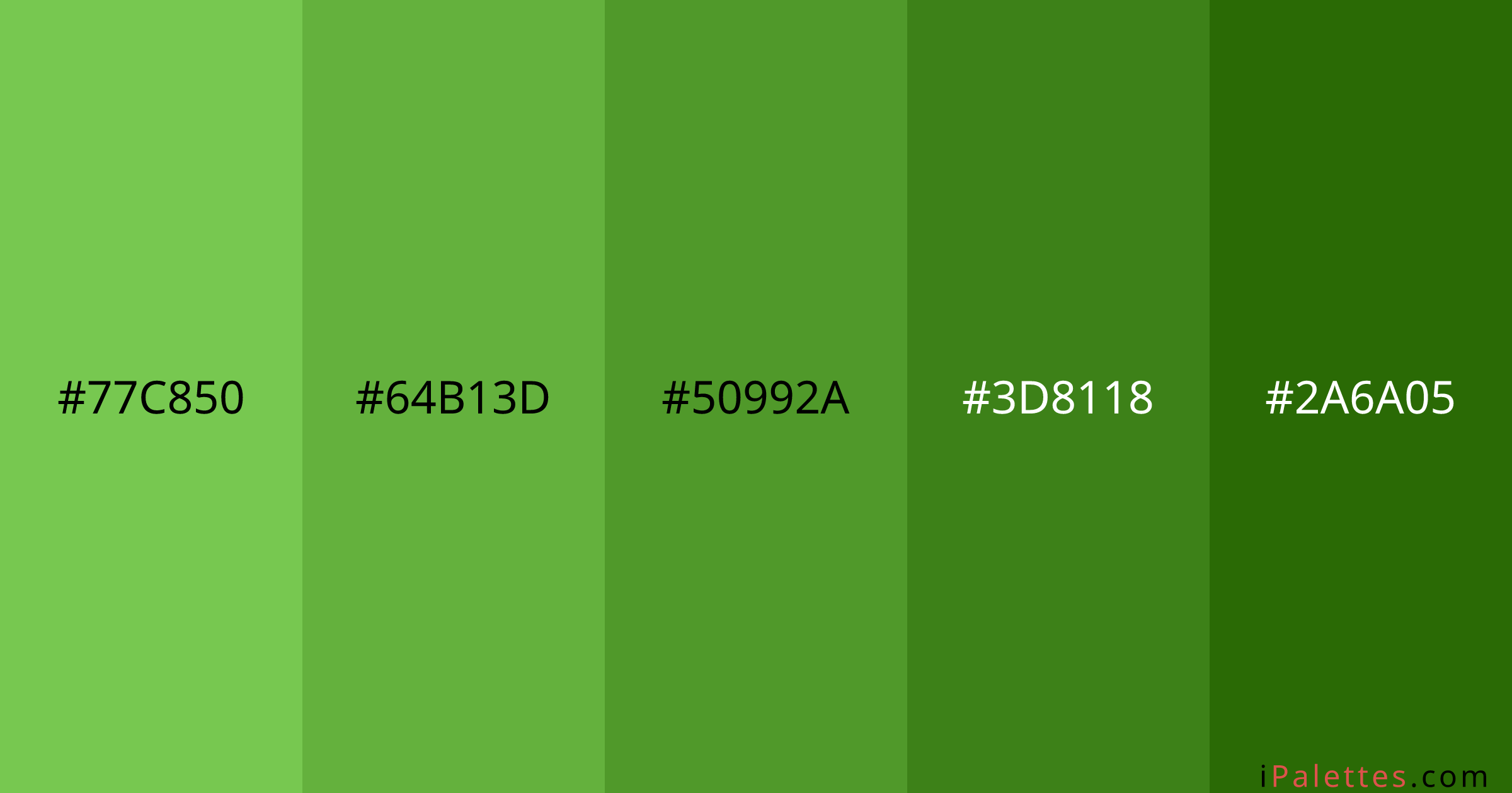 Bulbasaur Color Palette and colors #77C850 #64B13D #50992A #3D8118 ...