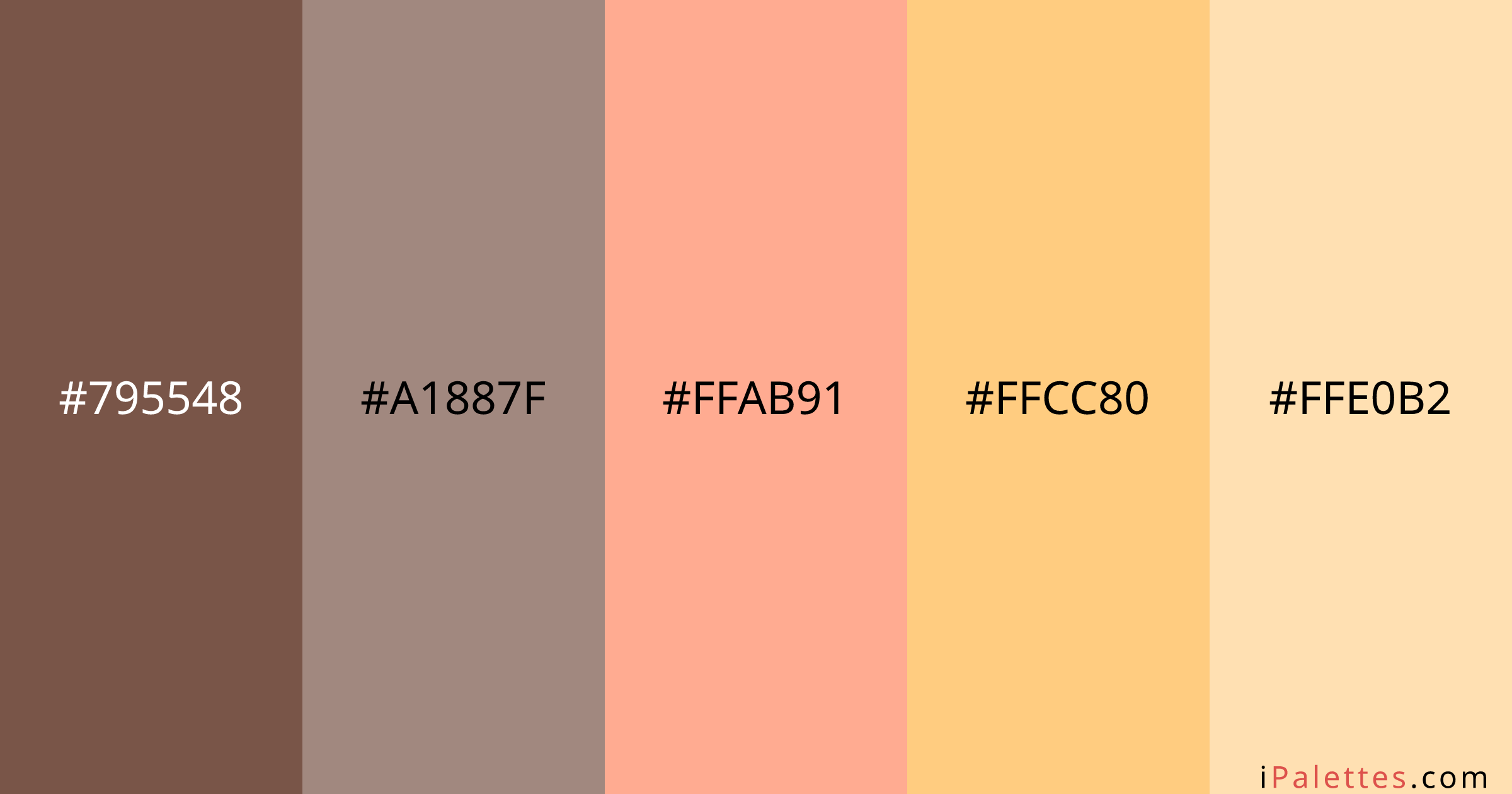 Bohemian Color Palette and colors #795548 #A1887F #FFAB91 #FFCC80 # ...