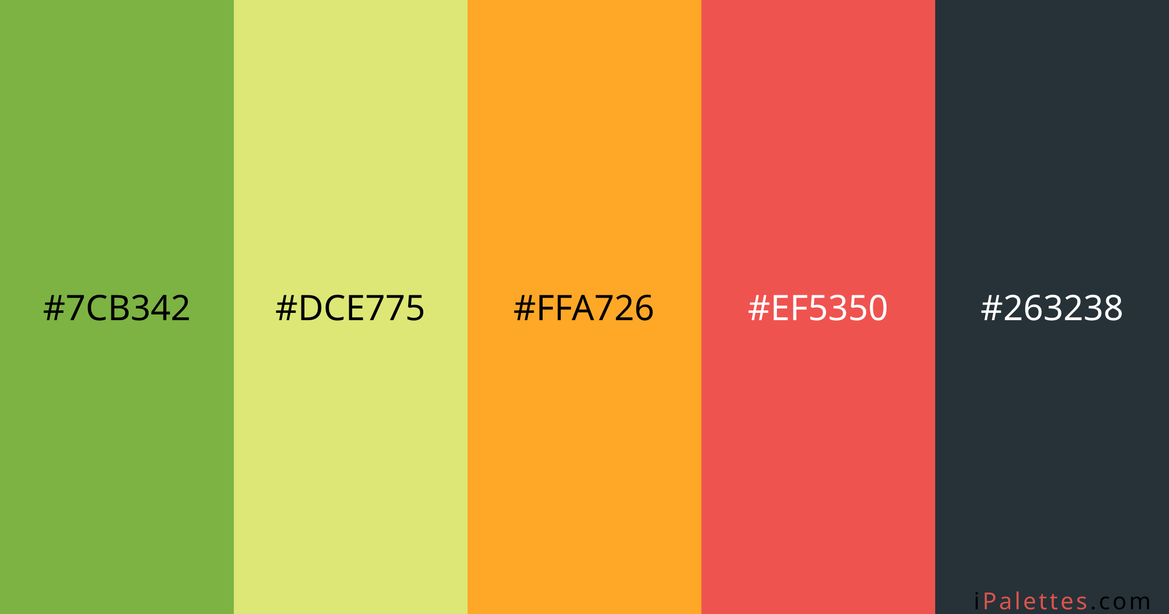 Game Boy Color Color Palette and colors #7CB342 #DCE775 #FFA726 #EF5350 ...