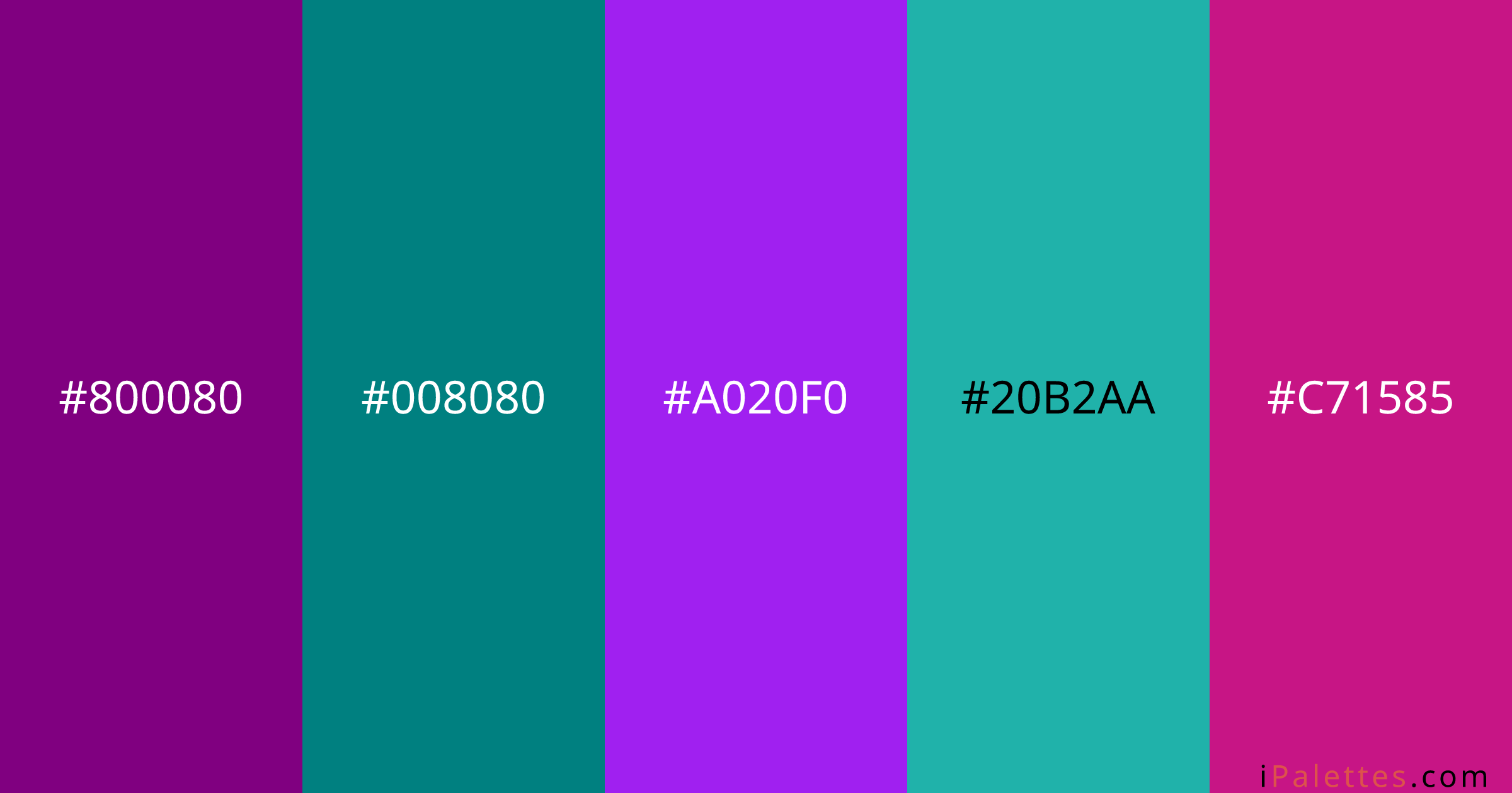 Purple and teal Color Palette and colors #800080 #008080 #A020F0 ...